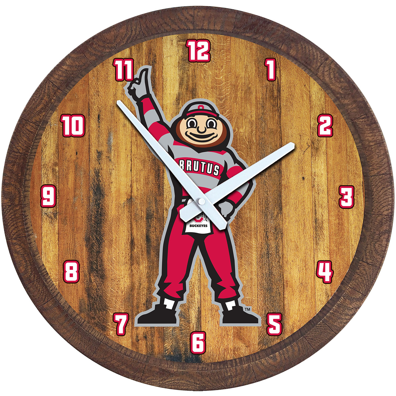 Ohio State Buckeyes Brutus - "Faux" Barrel Top Wall Clock