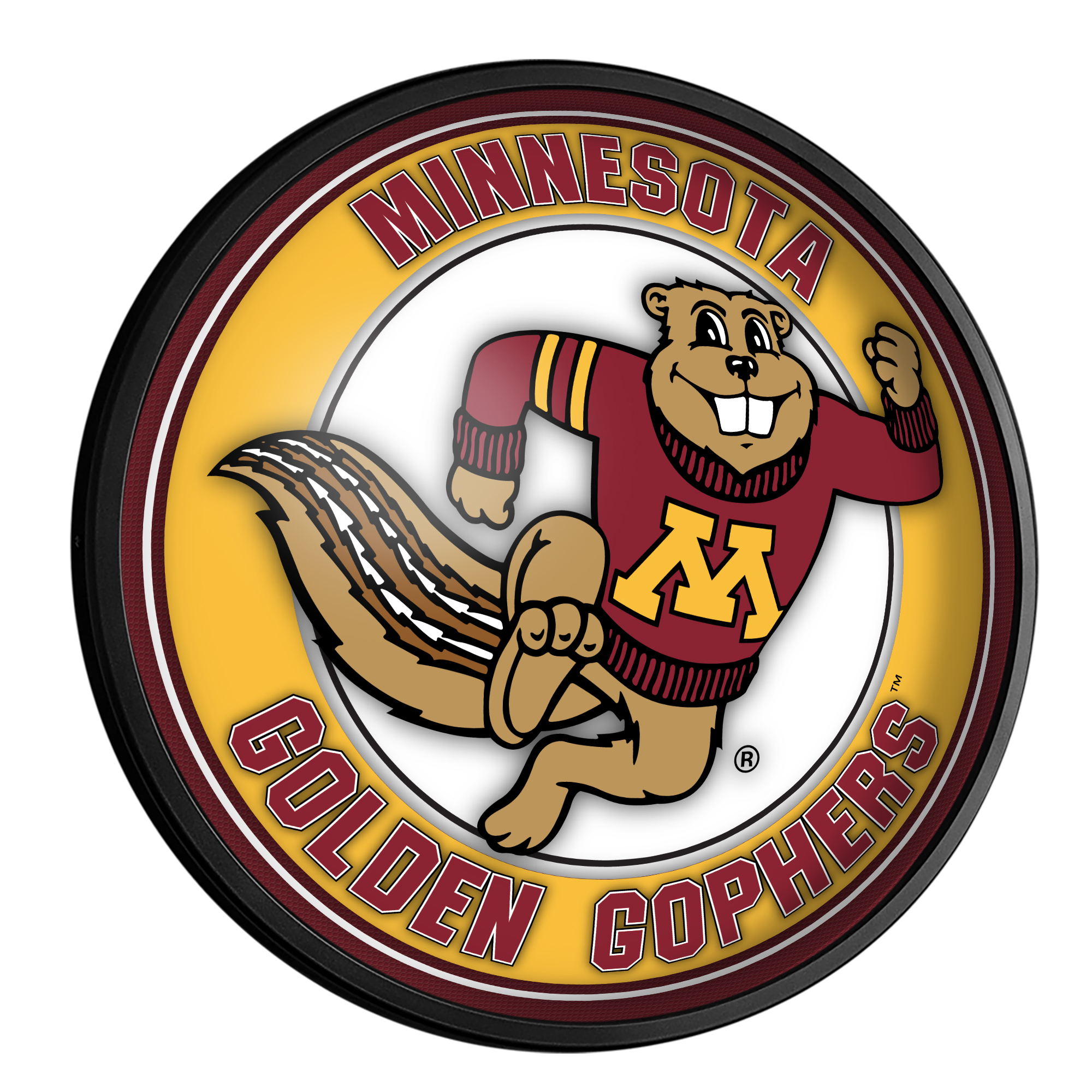 Minnesota Golden Gophers: Goldy - Round Slimline Lighted Wall Sign