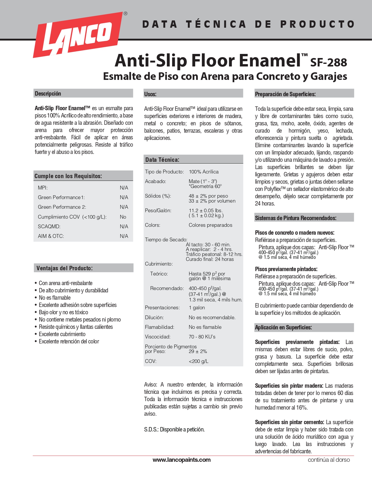 Pintura PAra Pisos Antideslizante 1 Galón LANCO SF2934 | Do it Center