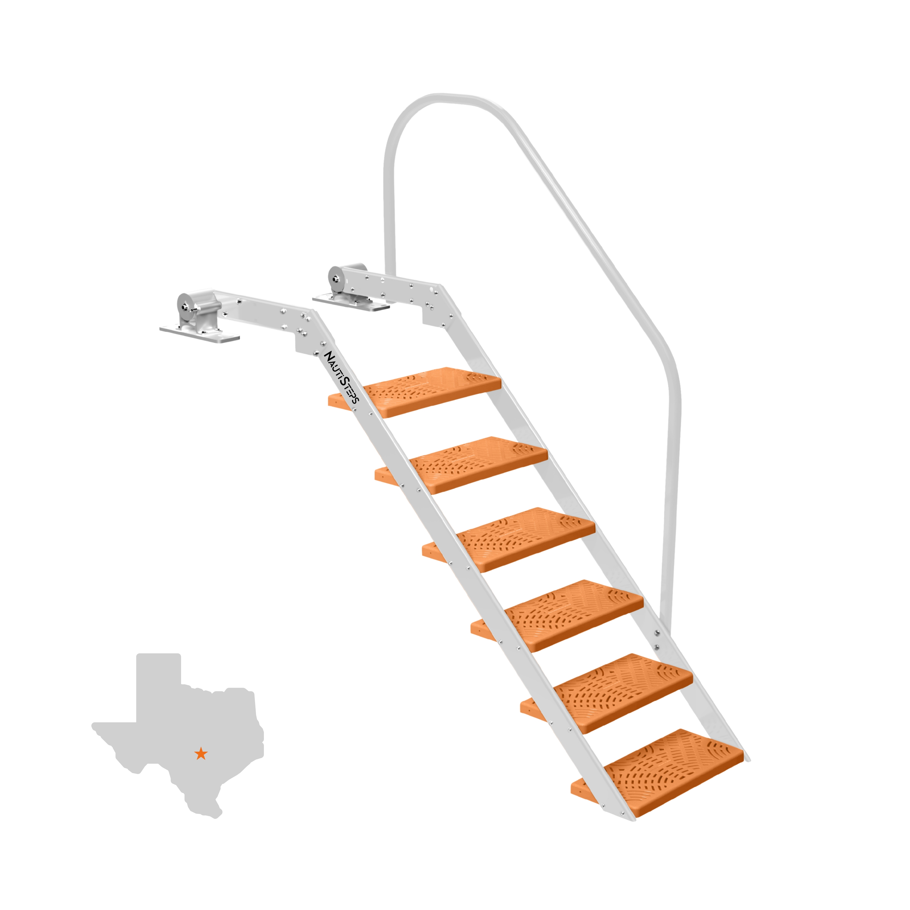 43026WH-ORG 6-Step NautiSteps Game Day Dock Ladder - White Frame with ...