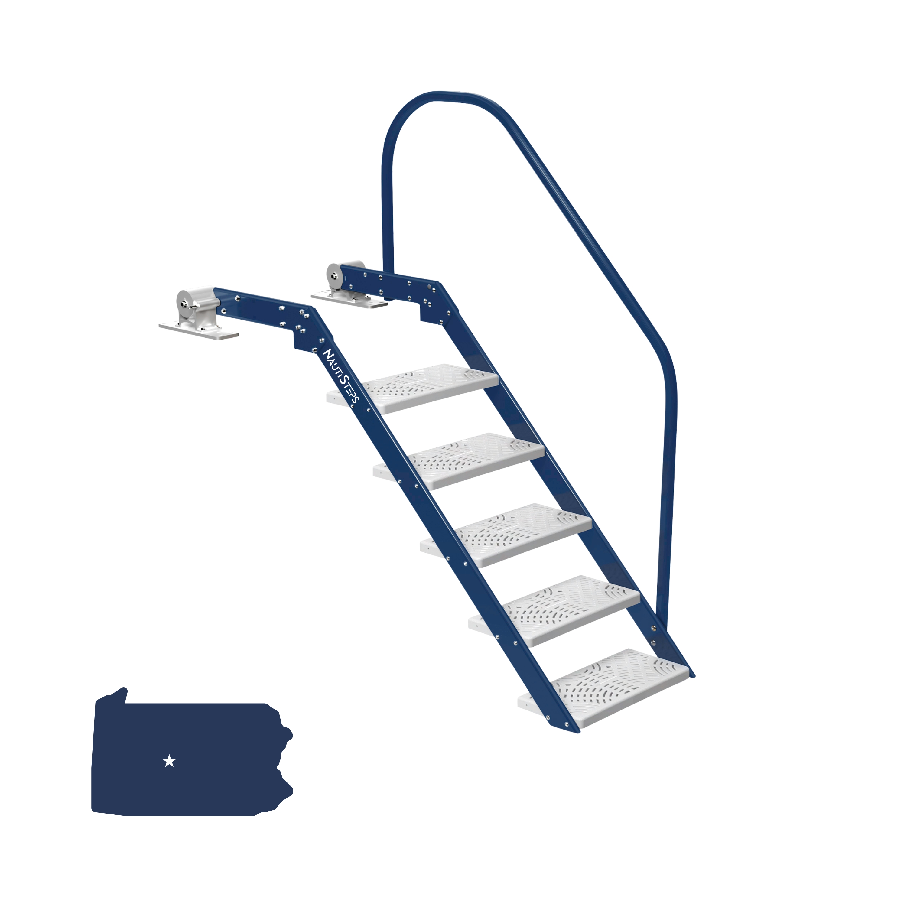 43025NB-WH 5-Step NautiSteps Game Day Dock Ladder - Navy Blue Frame ...