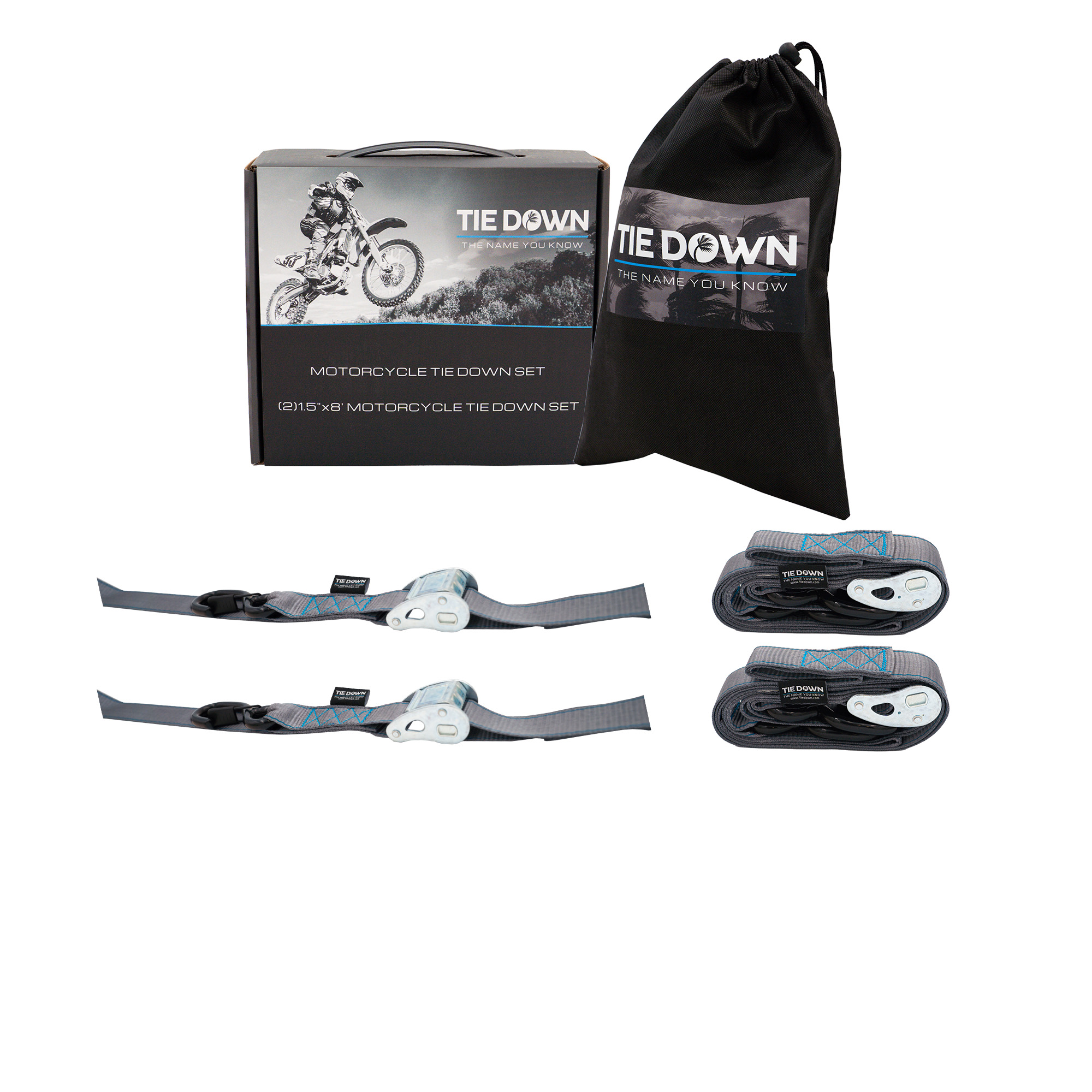 Tie Down 13988-GRY 1.5in x 8ft Grey Motorcycle Strap 3328 lbs. Breaking ...