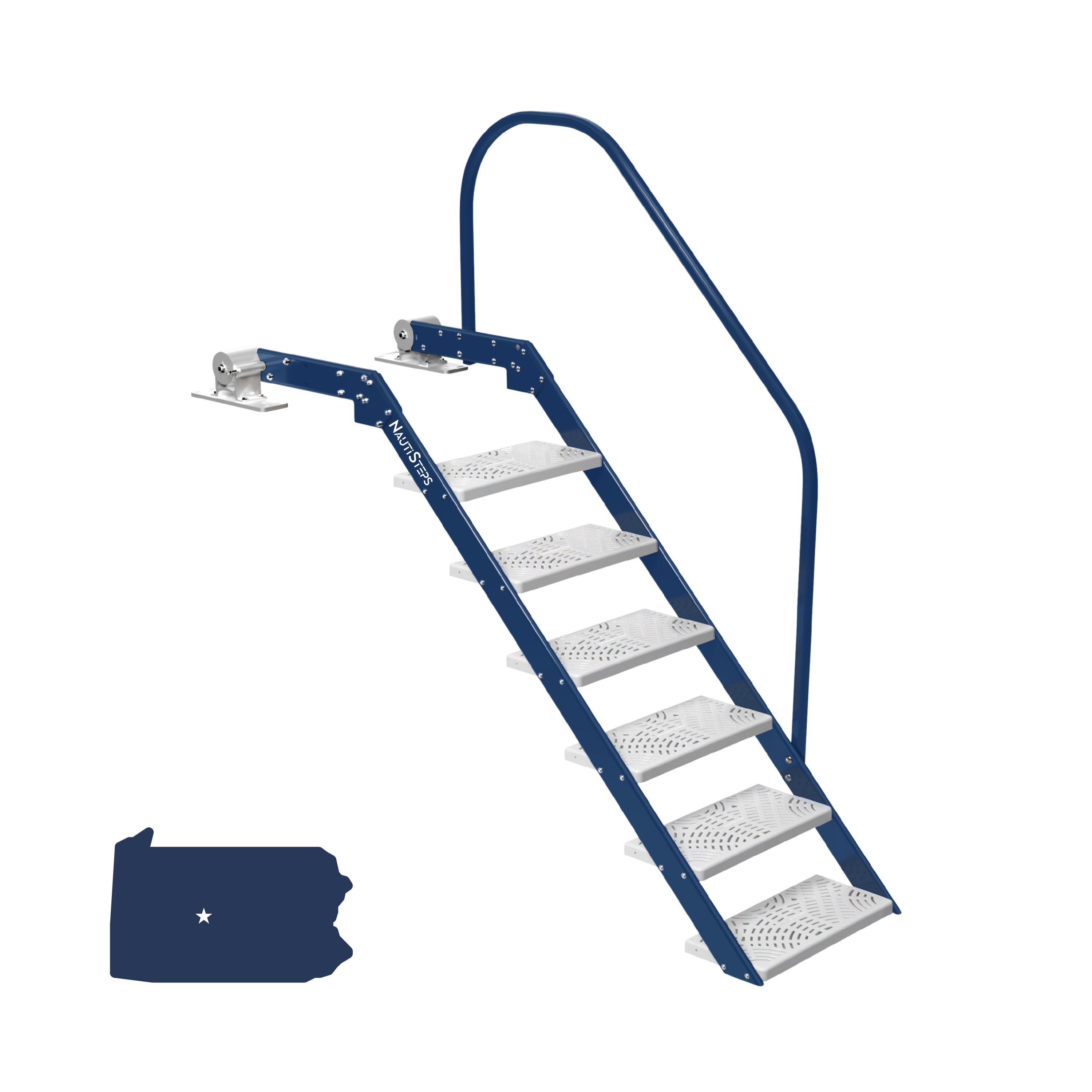 43026NB-WH 6-Step NautiSteps Game Day Dock Ladder - Navy Blue Frame ...