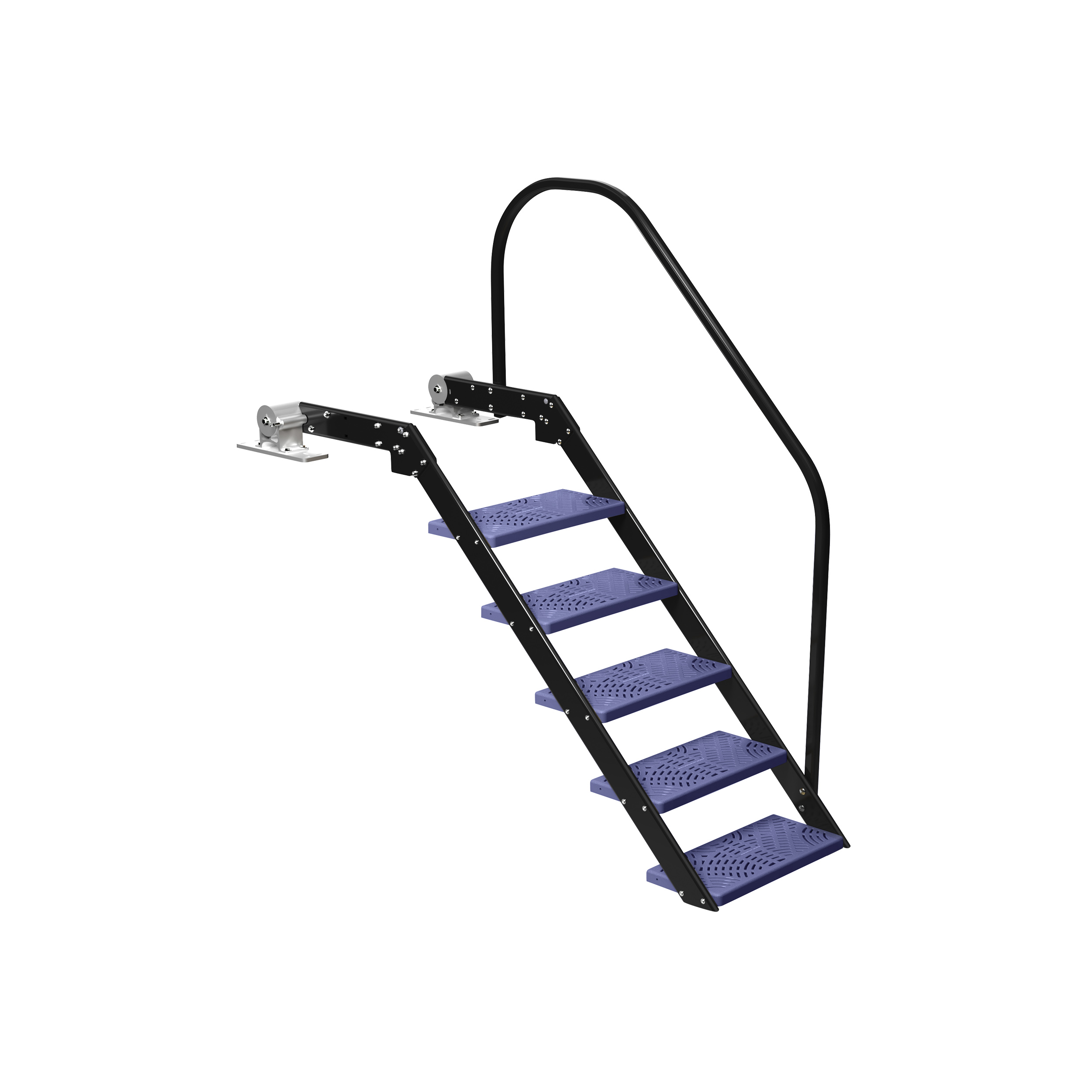 43025BLK-BL 5-Step NautiSteps Spring-Assisted Dock Ladder - Black Frame ...
