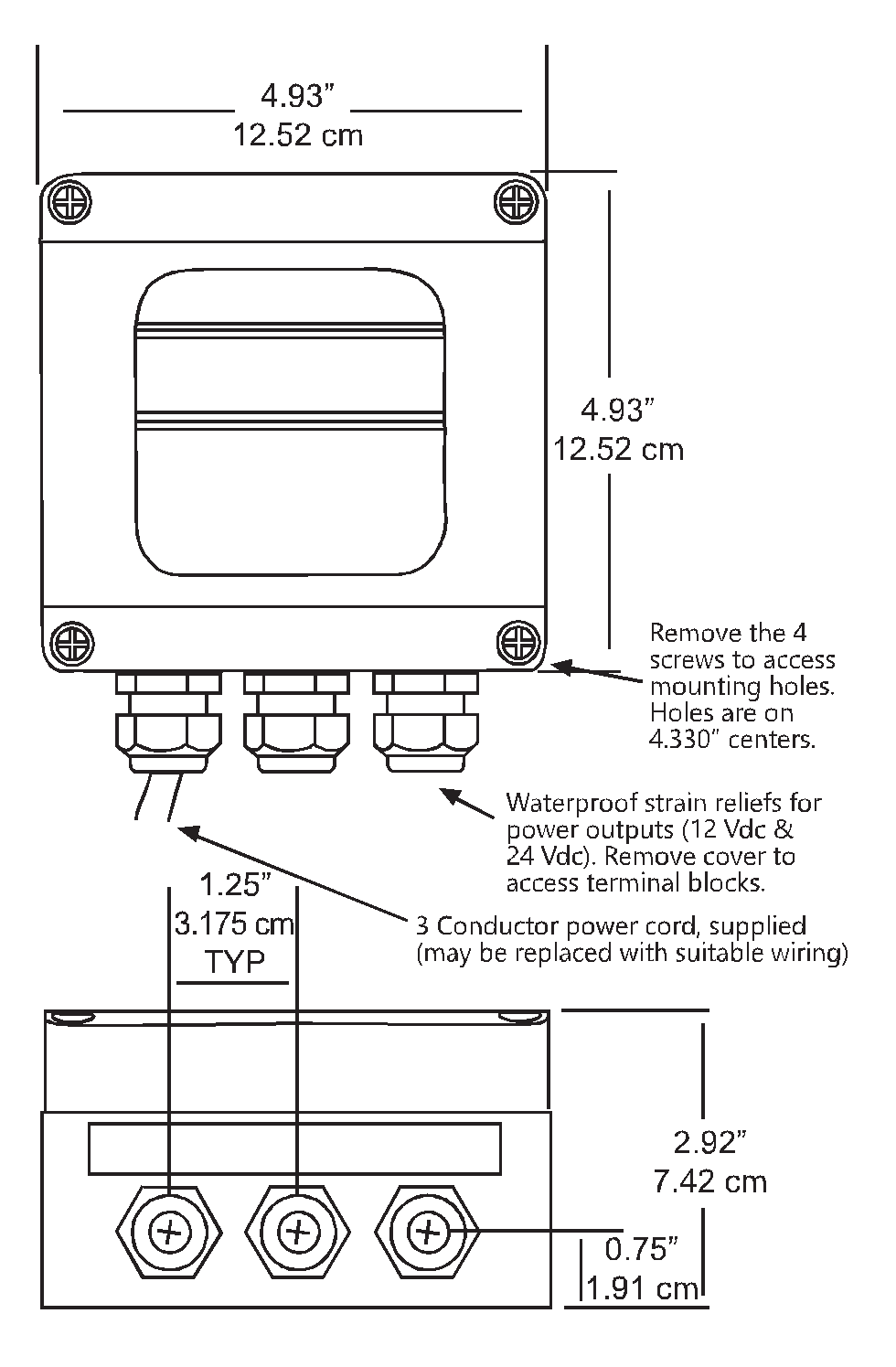Seametrics :: PC42 | Dual Power Converter 110-115 Vac, 12-24 Vdc, Regulated