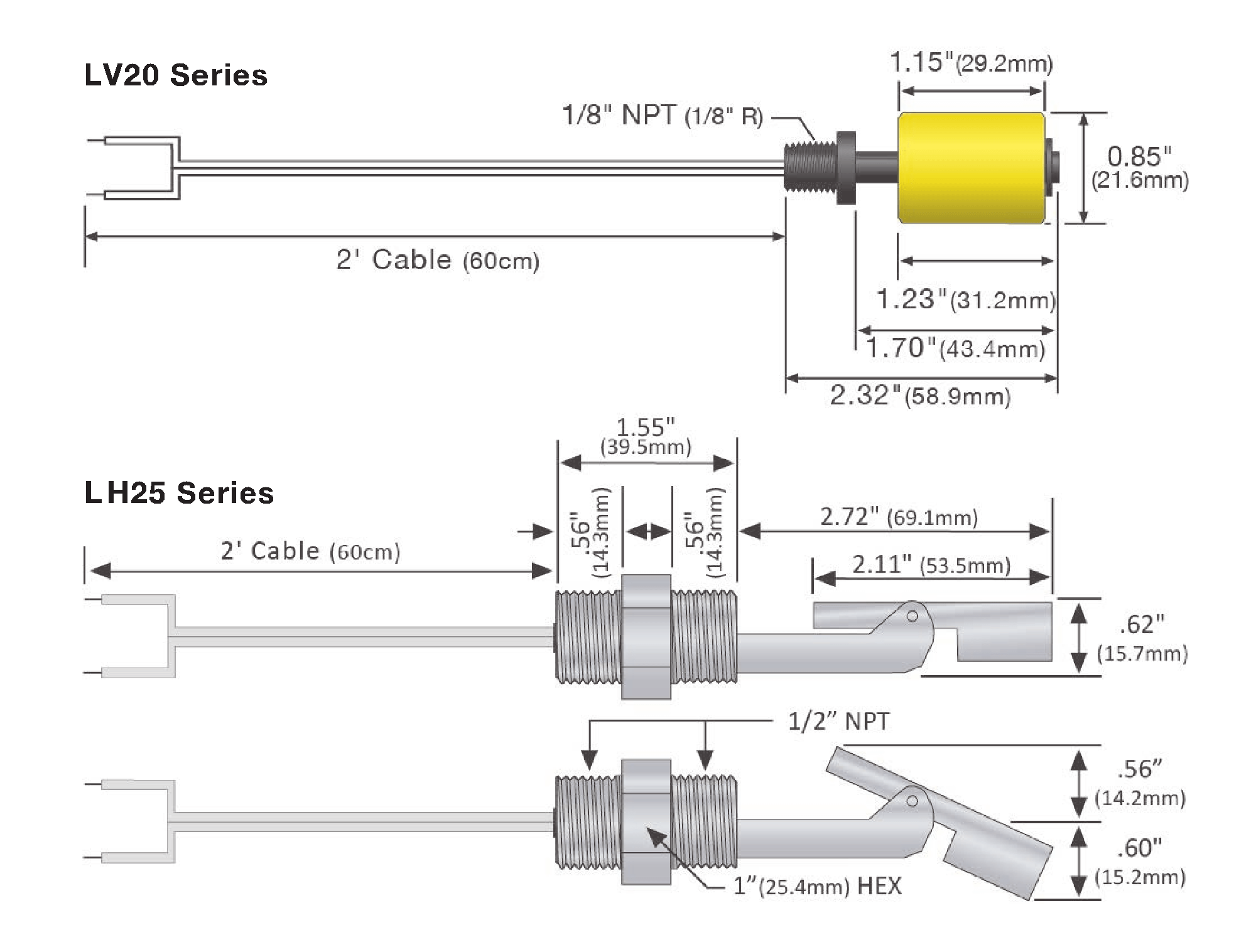 Flowline :: LX2X | Switch-Tek LV20 & LH25 Mini-Float Level Switch
