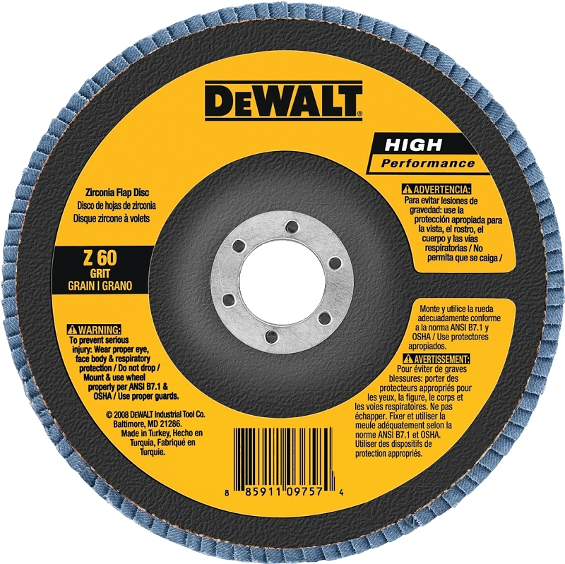DEWALT - DeWALT DW8302 Flap Disc, 4 in Dia, 5/8 in Arbor, Coated, 60 ...