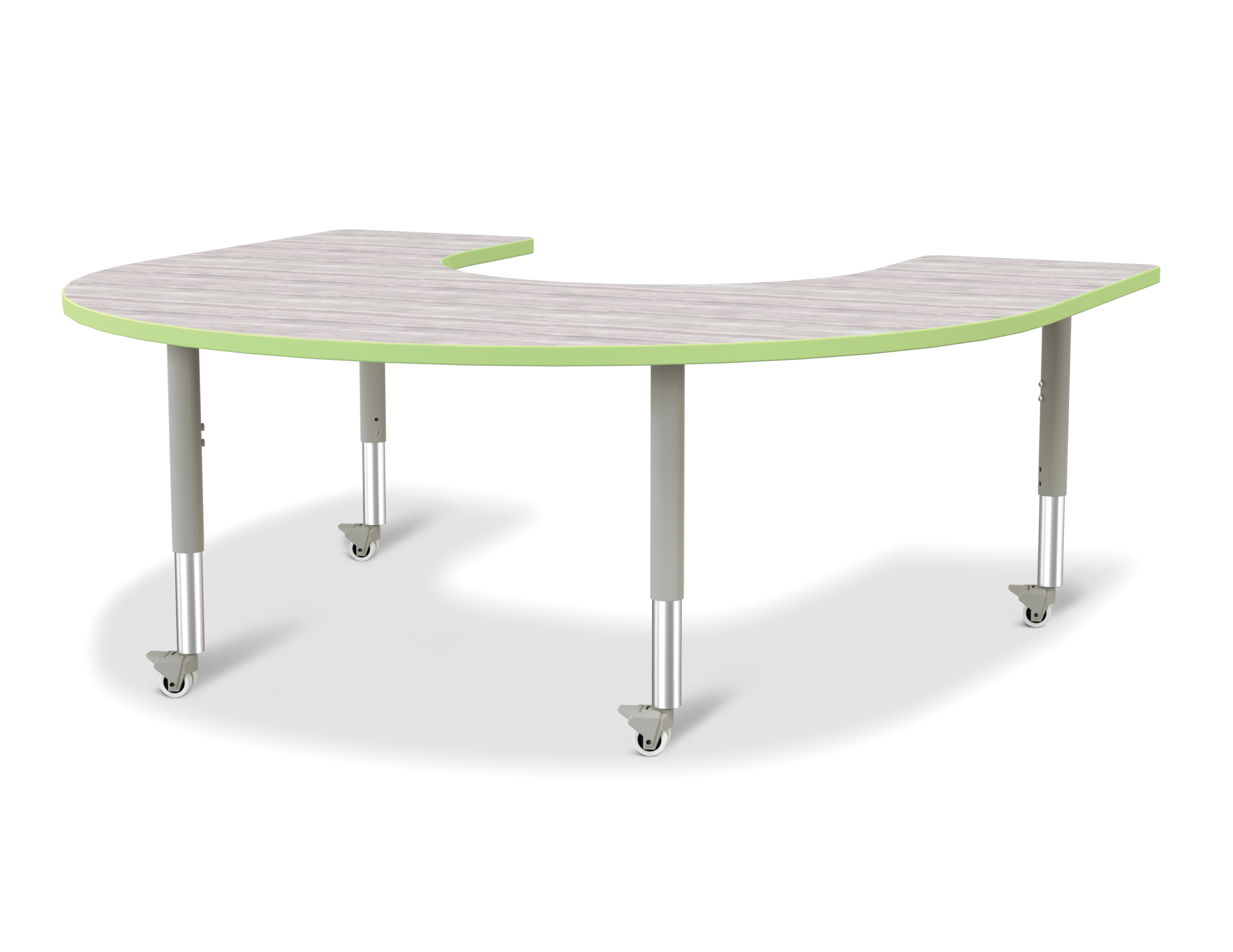 Berries® Horseshoe Activity Table - 60" X 66", Mobile - Driftwood Gray ...