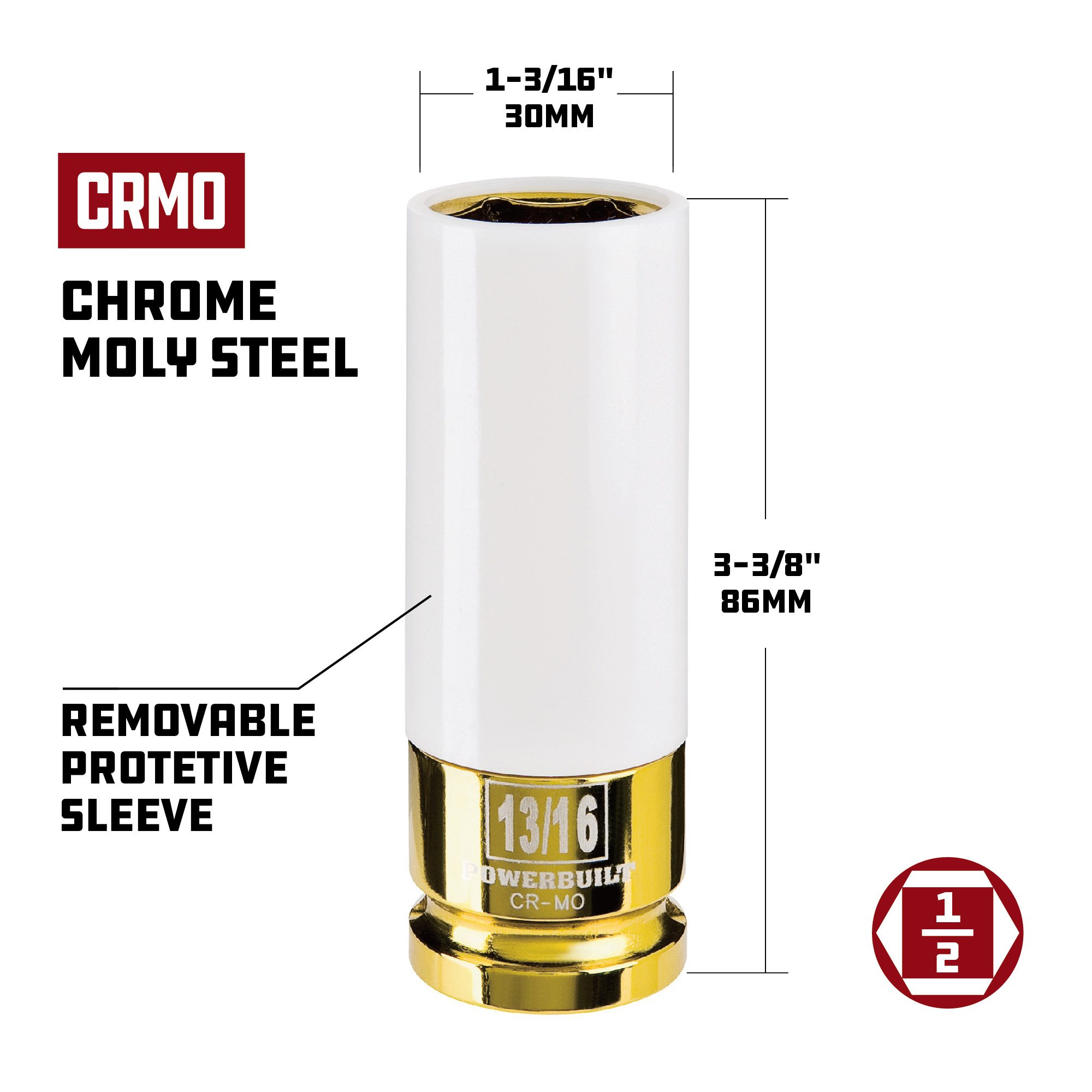 7/8 Thin Wall Lug Nut Socket 1/2 Drive Powerbuilt 1/2" Drive 7/8" Thin ...