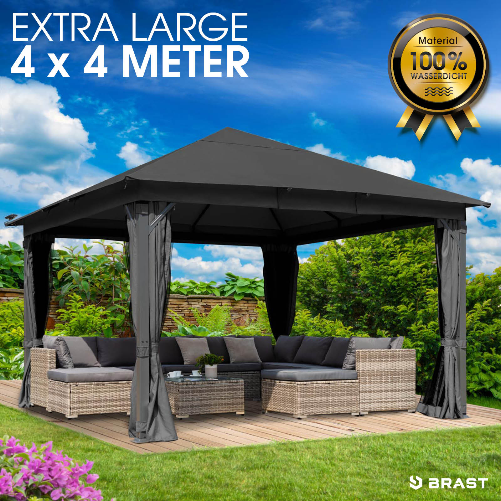 Alu Pavillon INFINITY 4x4m dunkelgrau | brast24.de