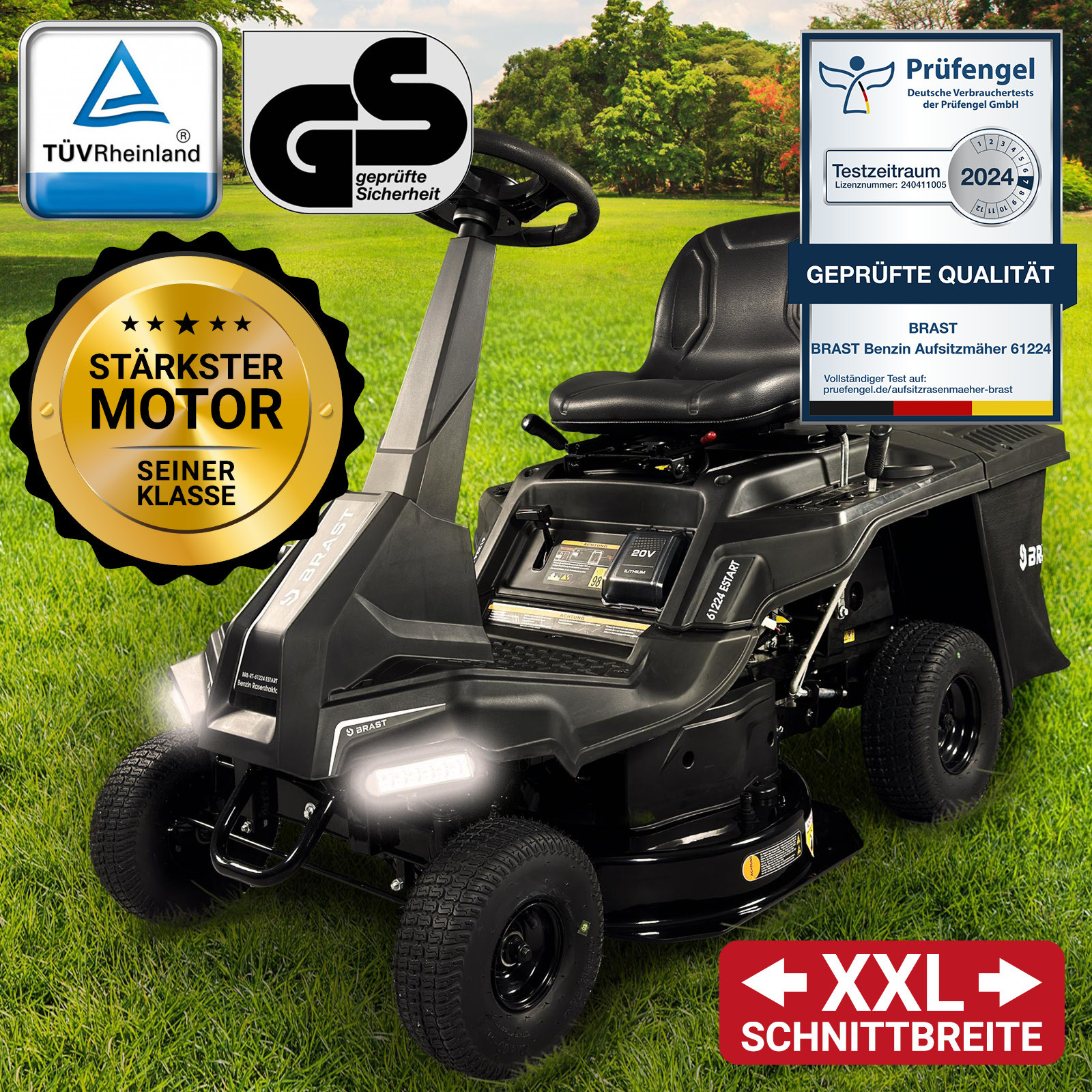 BRAST Benzin Aufsitzmäher 61224 ESTART | brast24.de