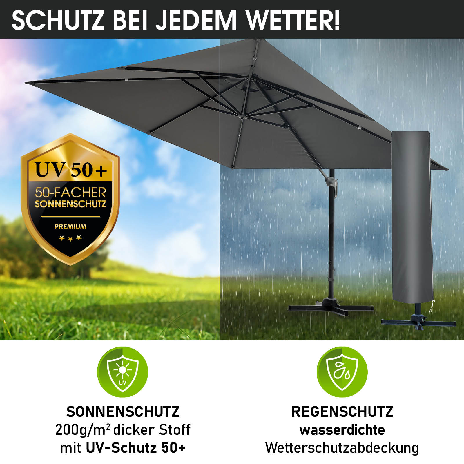 Ampelschirm Rechteckig 3x3m