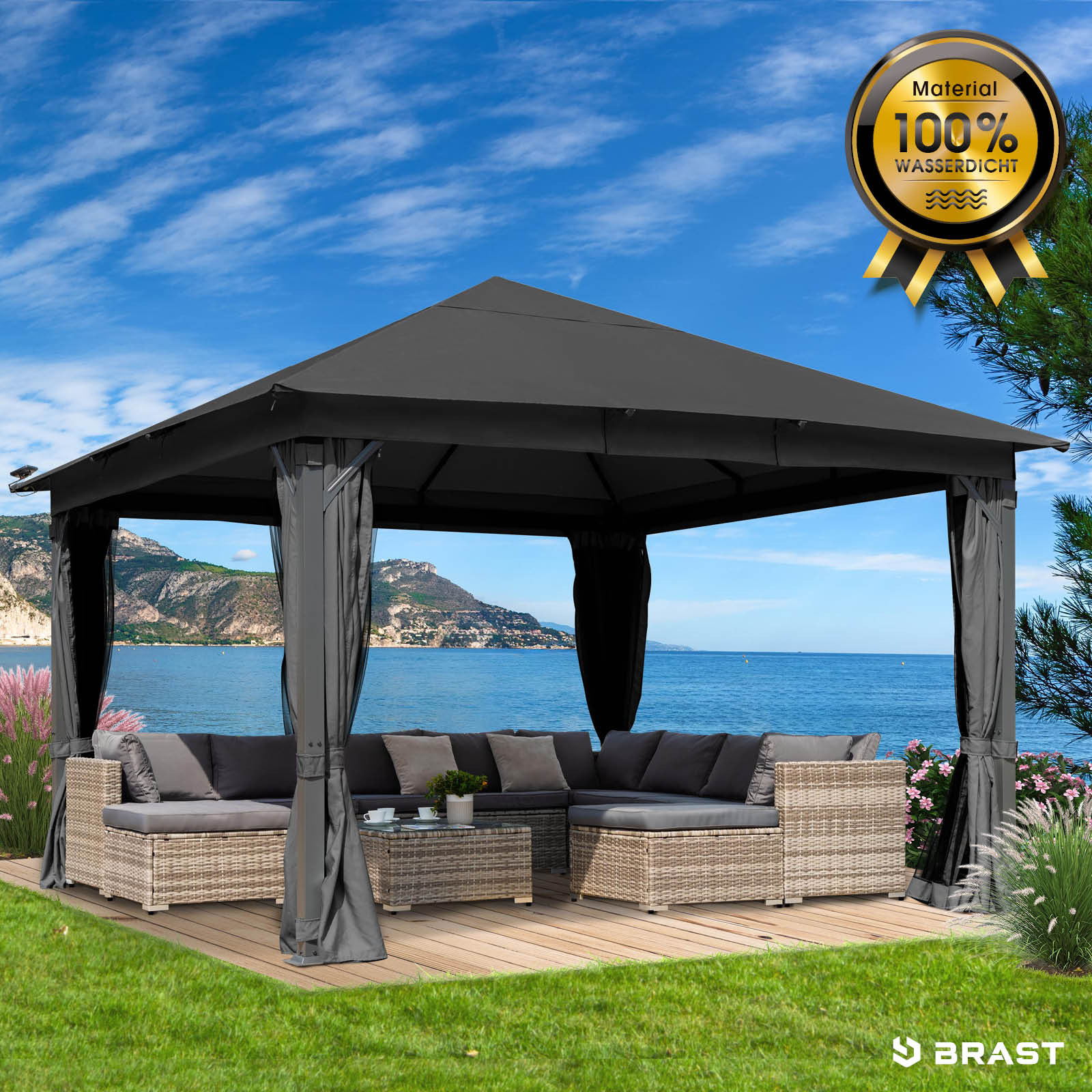 Alu Pavillon INFINITY 3x4m dunkelgrau