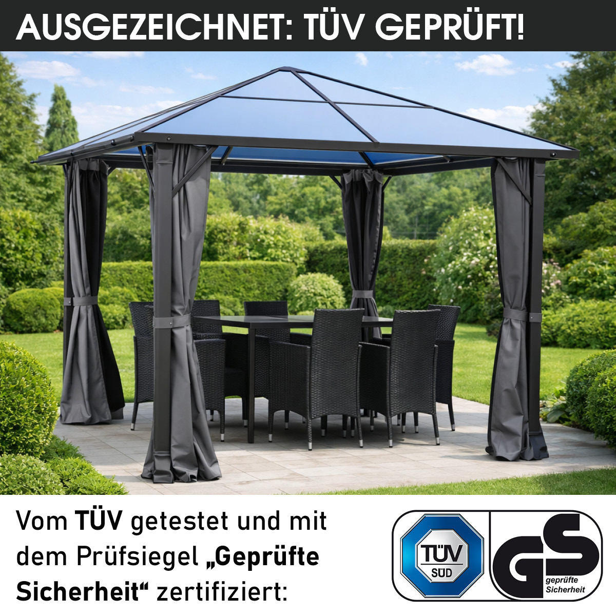 Alu Pavillon Mit Festem Dach
