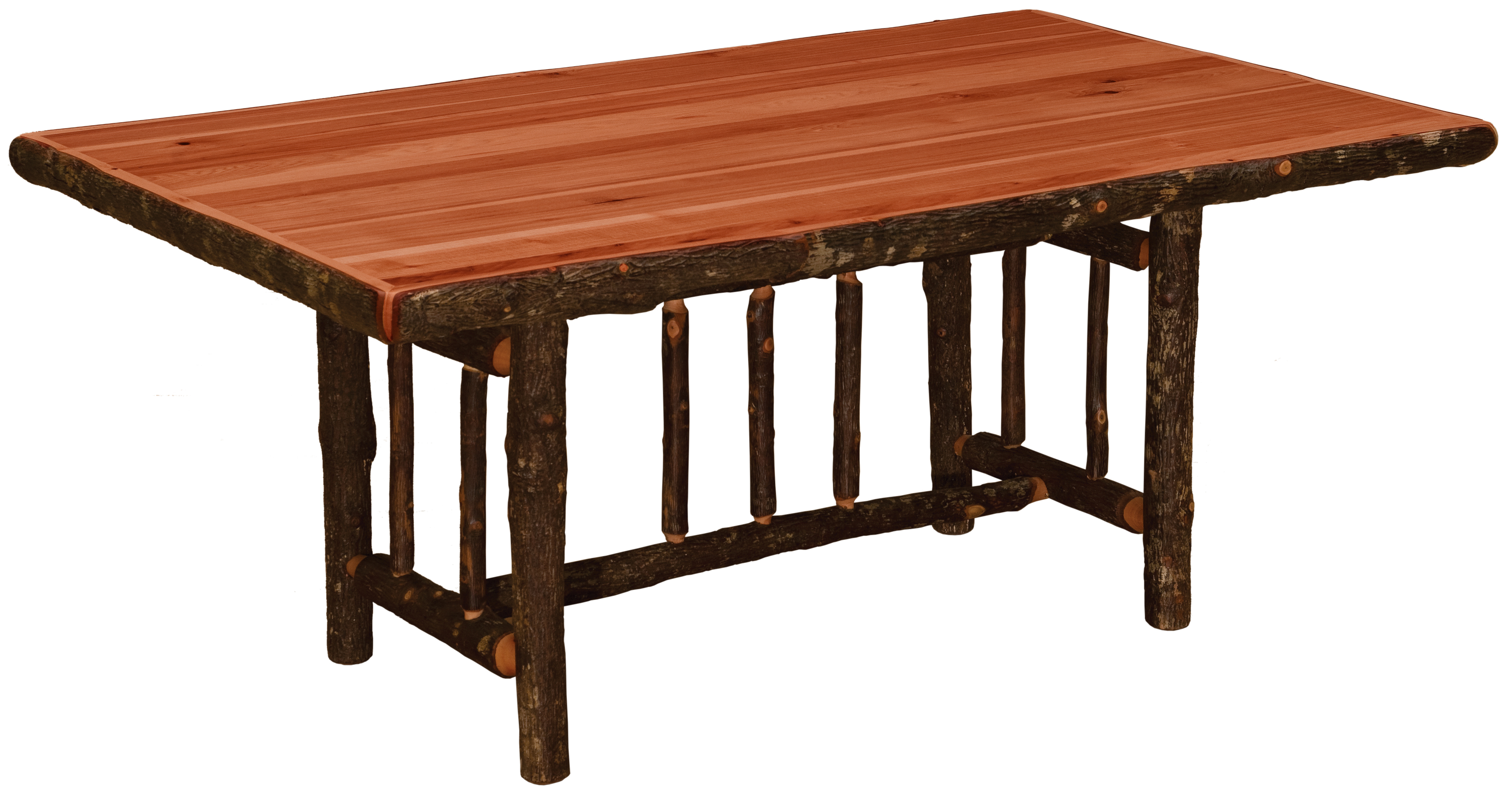 Hickory Log Rectangle Dining Table - 8-foot - Cinnamon - Armor - Gil's ...