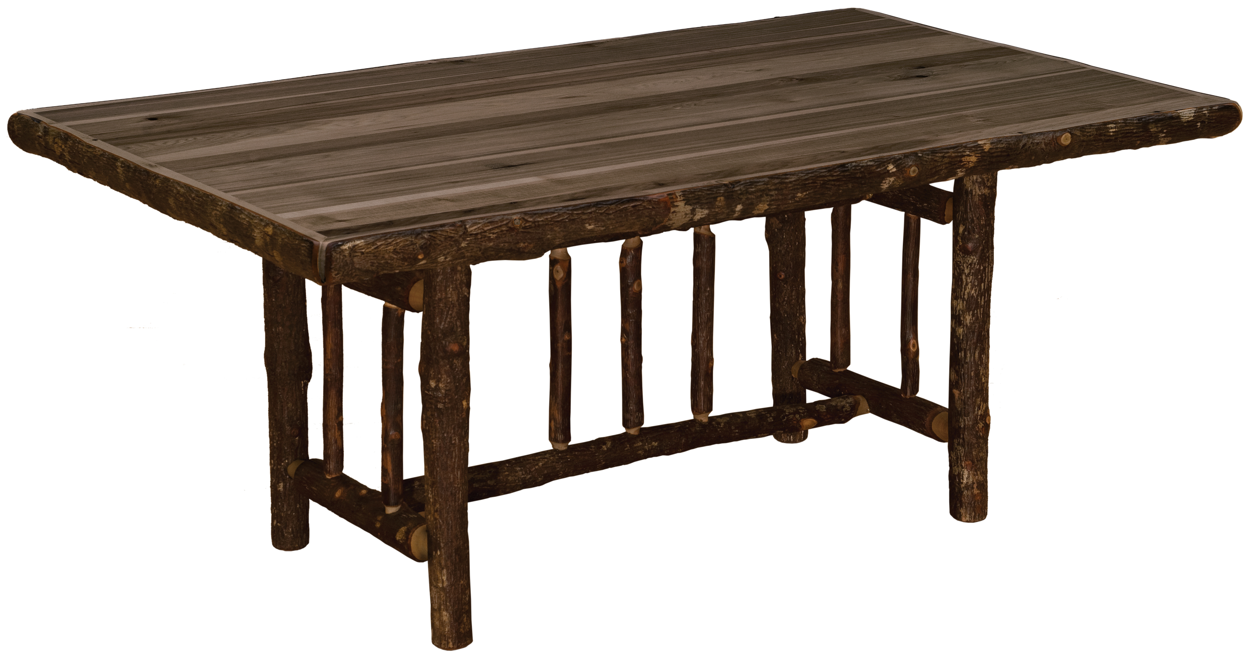 Hickory Log Rectangle Dining Table - 6-foot - Slate - Standard - Gil's ...