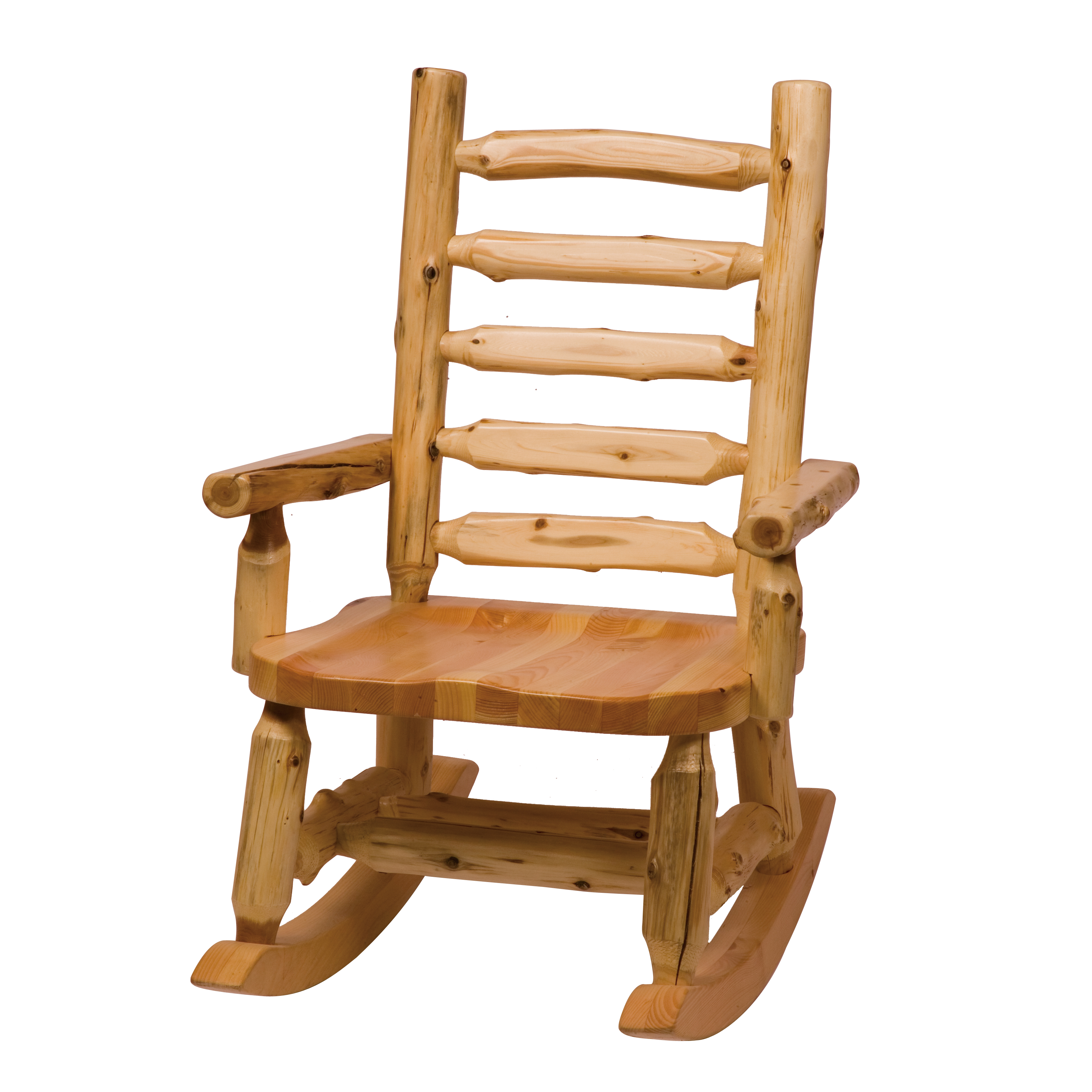Cedar Log Rocking Chair with Log Backrest - Coffee - Wood seat - Gil's ...