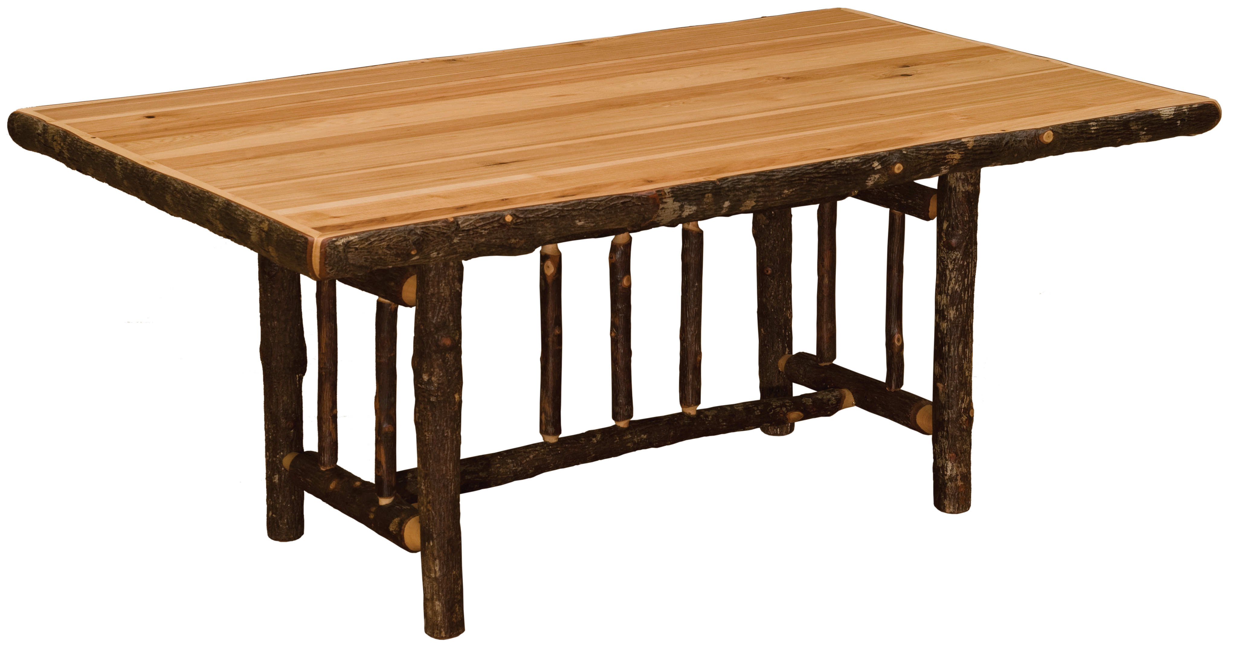 Hickory Log Rectangle Dining Table - 7-foot - Natural - Armor - Gil's ...