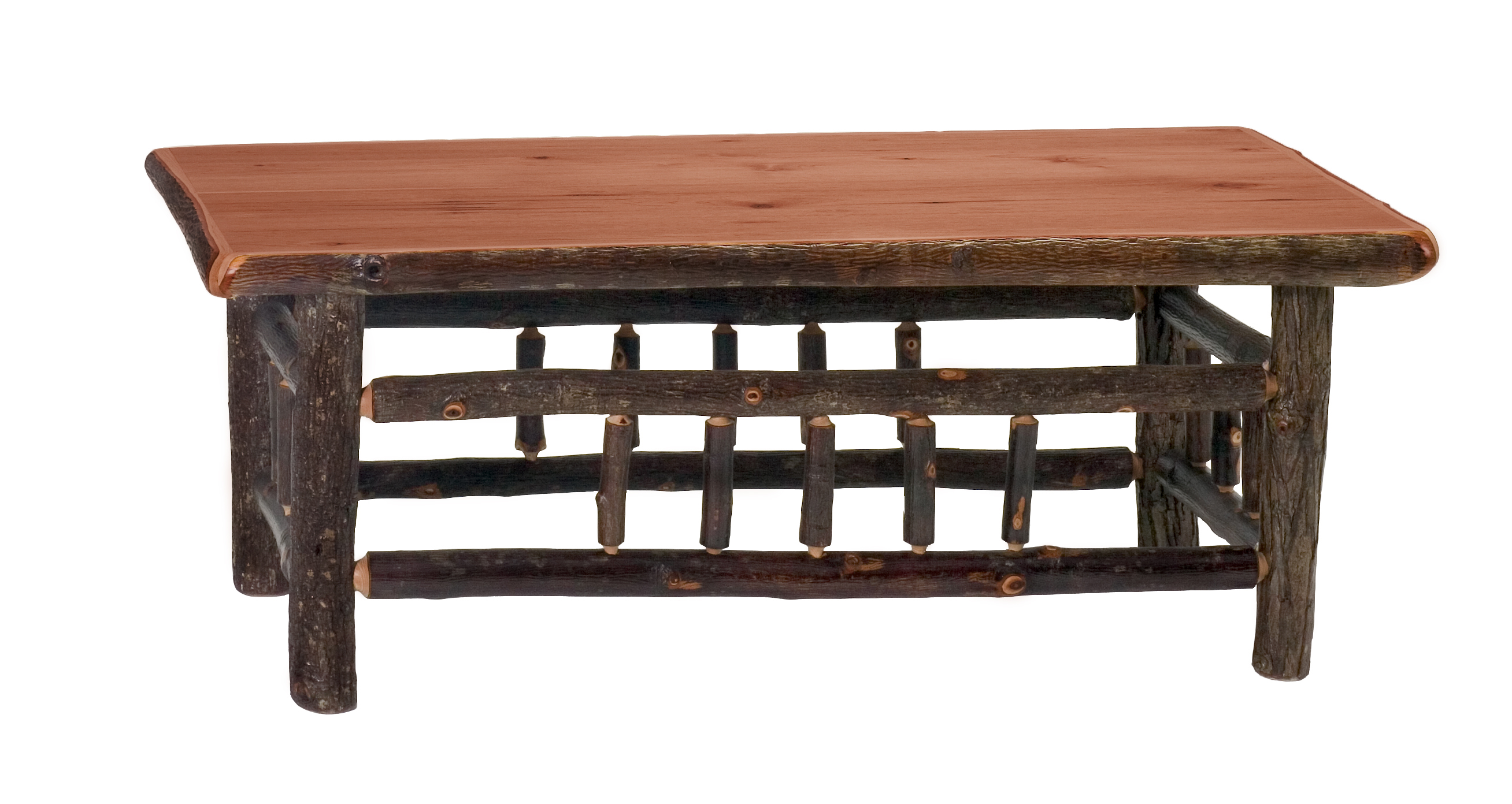 Hickory Log Square Coffee Table - 42-inch - Cinnamon - Gil's Furniture ...