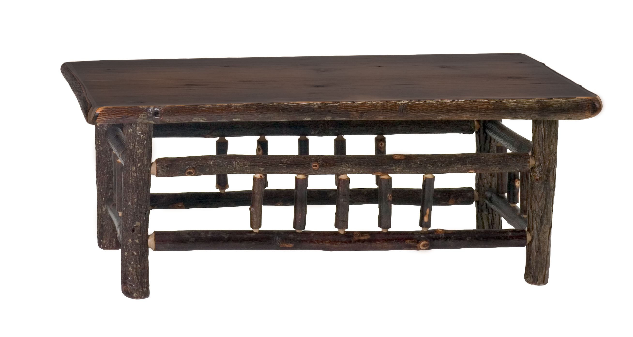 Hickory Log Square Coffee Table - 34-inch - Slate - Gil's Furniture ...