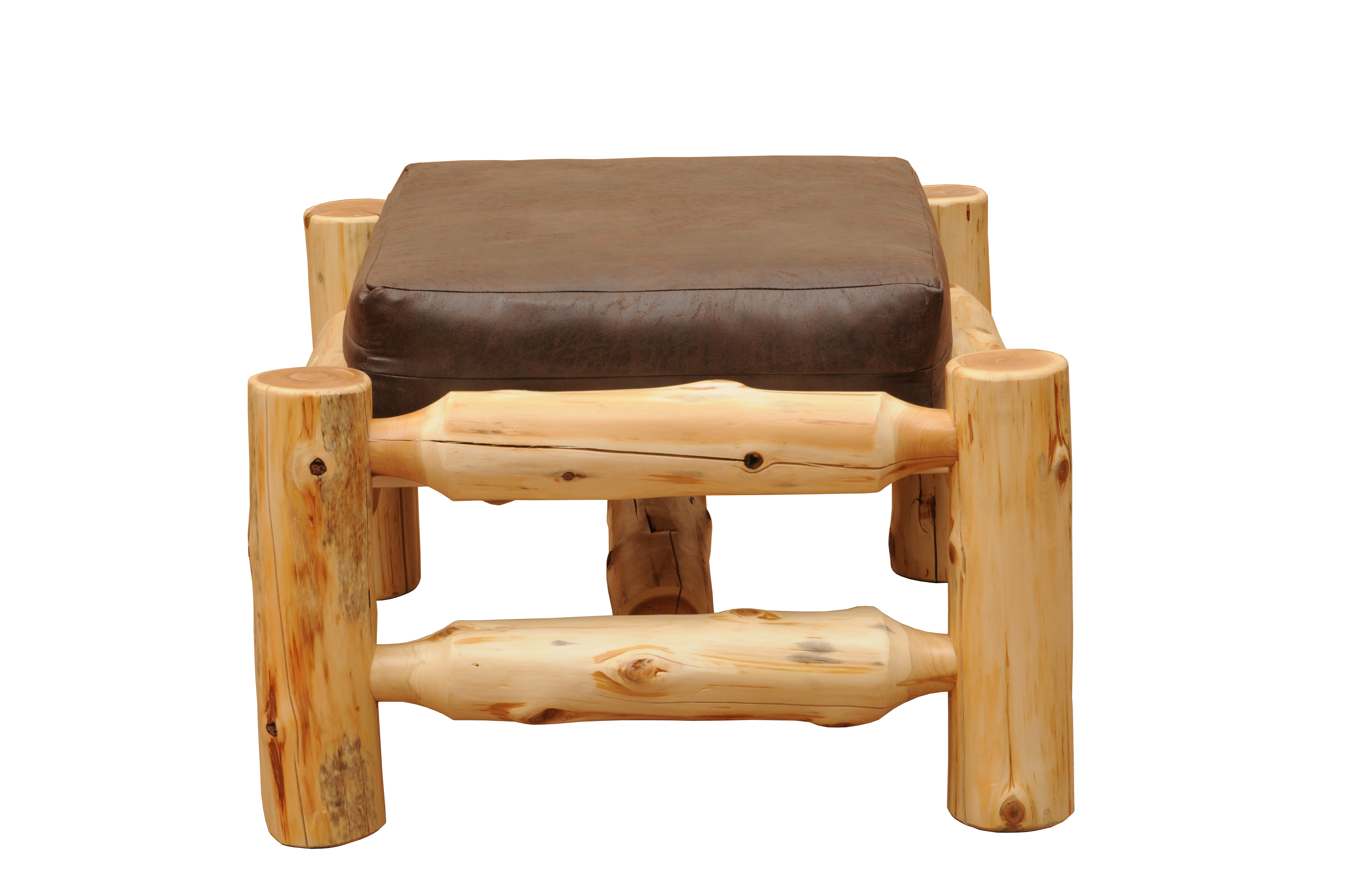 Cedar Log Ottoman - Natural - Premium Fabric - Gil's Furniture & Sleep ...