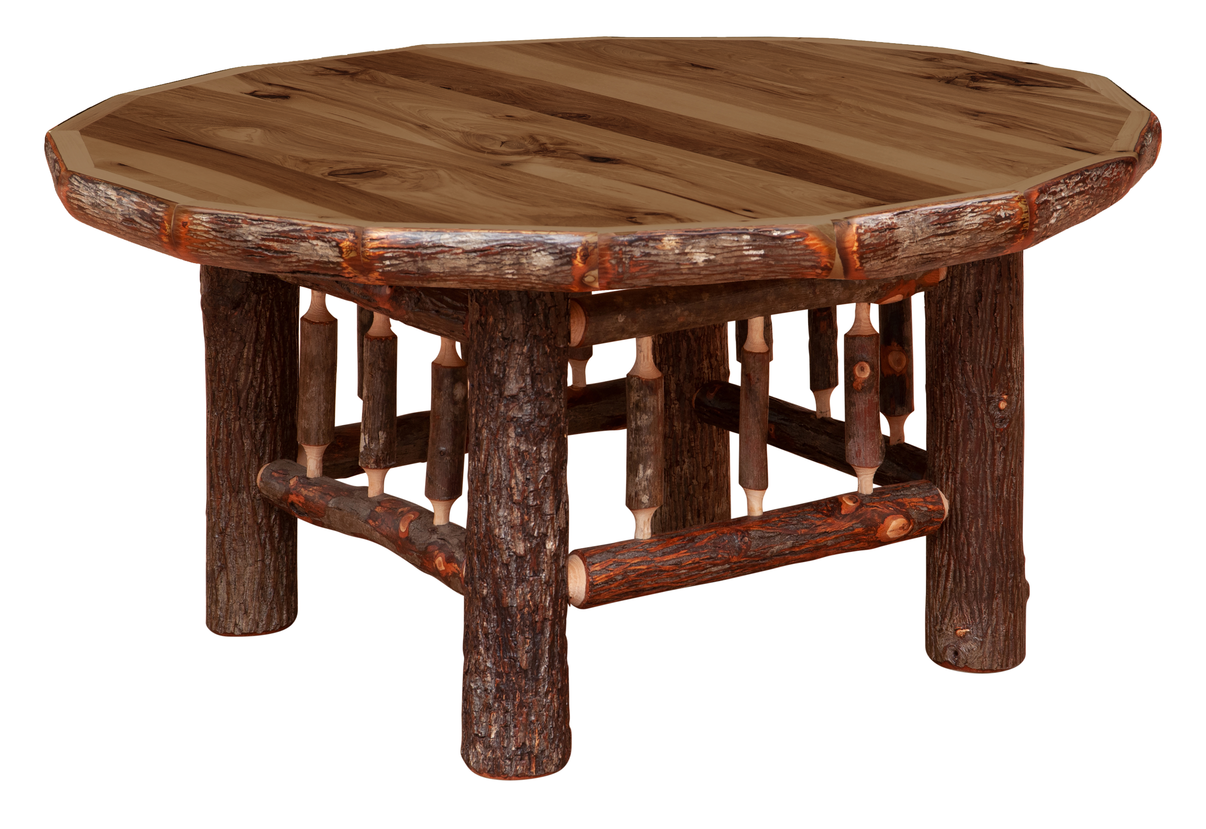 Hickory Log Circle Coffee Table - 42-inch - Cognac - Armor - Gil's ...