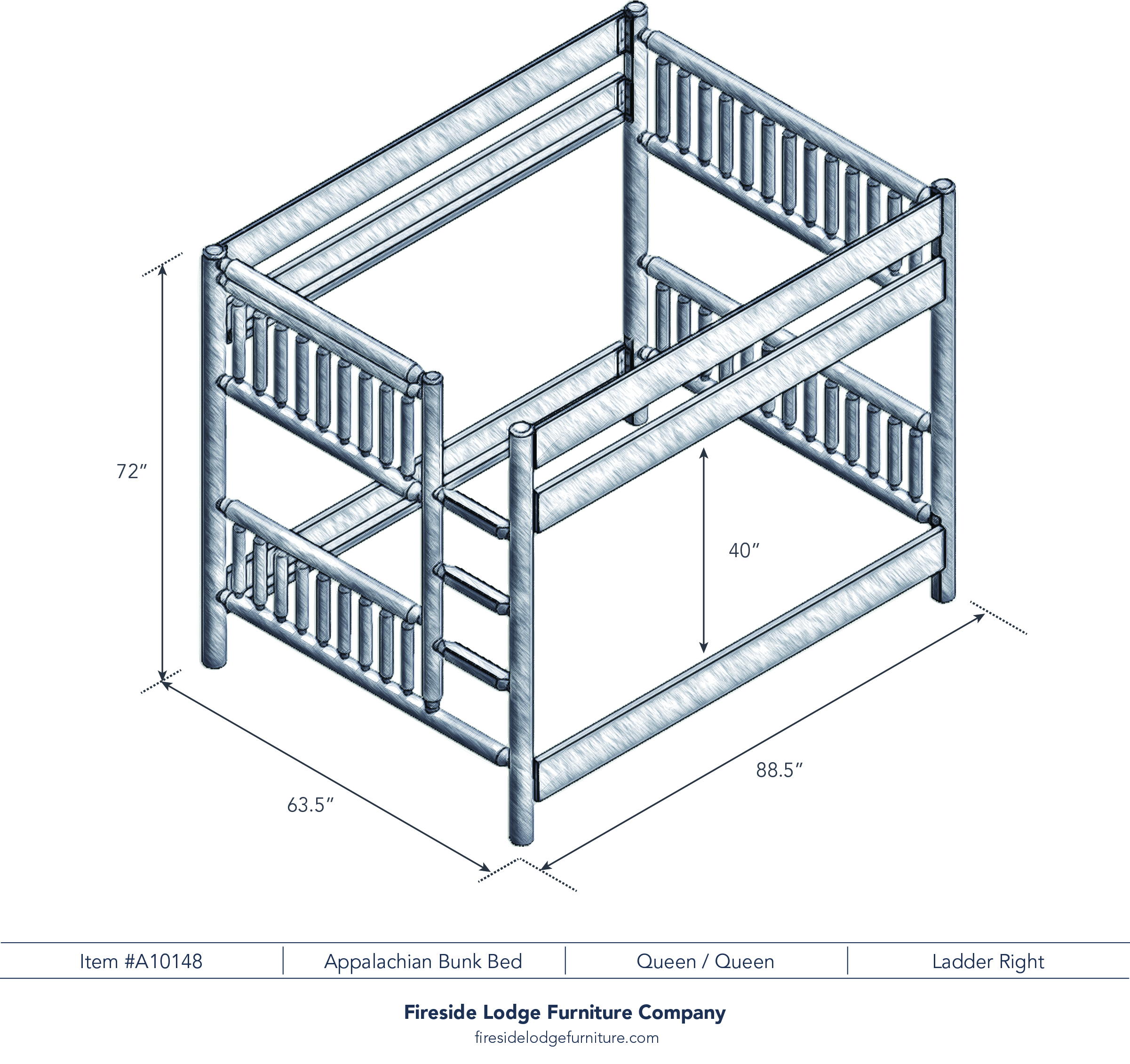 Appalachian Bunk Bed - Queen/Queen - Ladder Right - Gil's Furniture ...