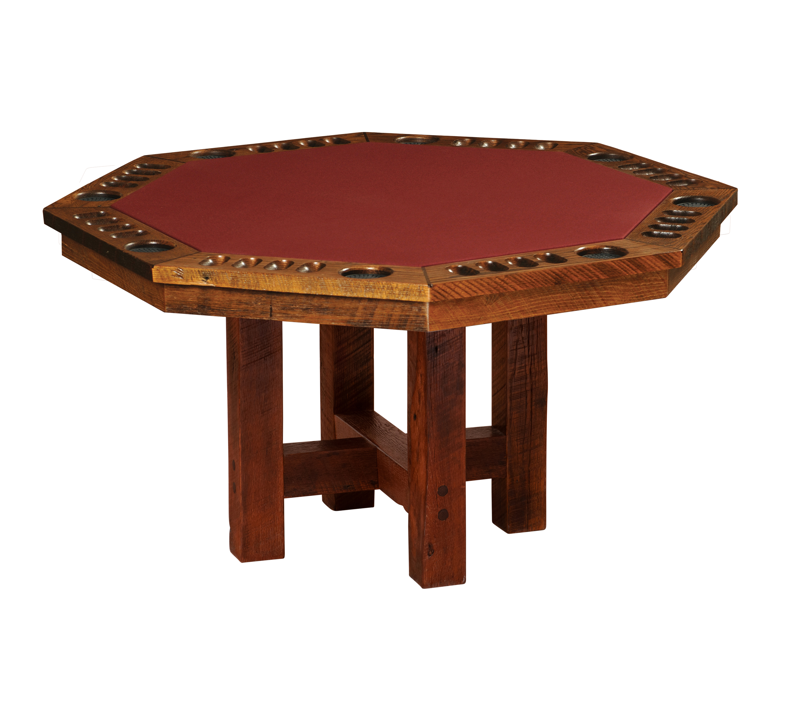 Barnwood 8-Sided Poker Table - Timber Base - Gil's Furniture & Sleep Source