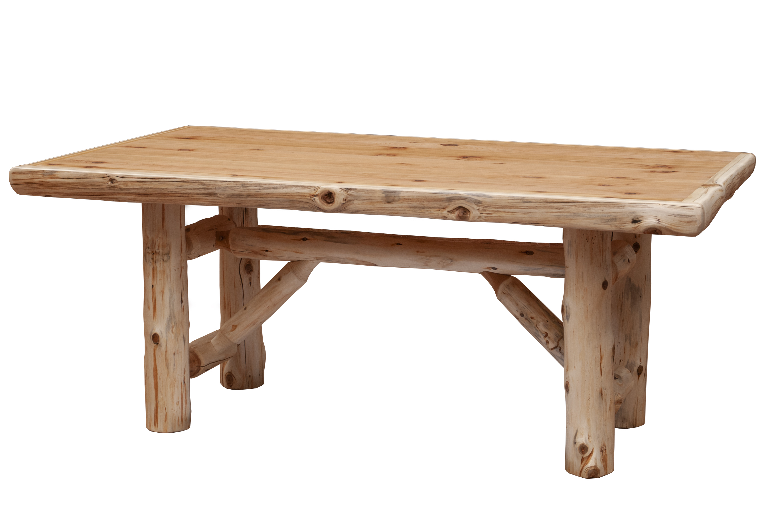 Cedar Log Trestle Table - 6 Foot - Armor - Coffee - Gil's Furniture ...