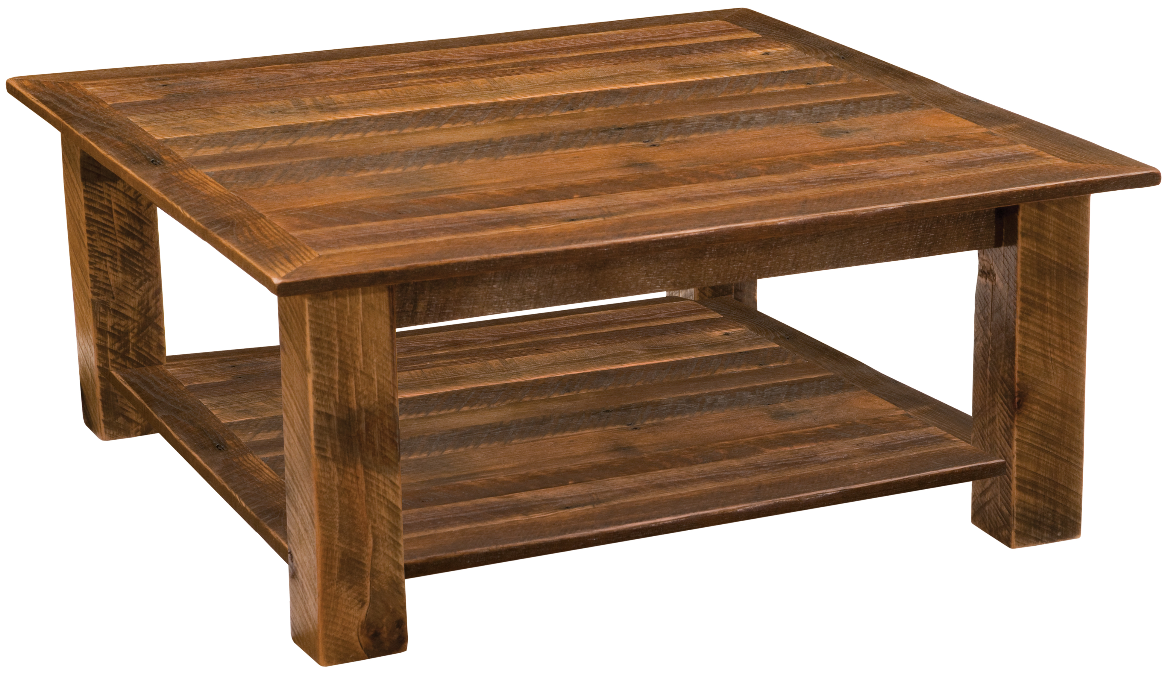 Barnwood Square Coffee Table with Shelf - 42-inch - Gil's Furniture ...