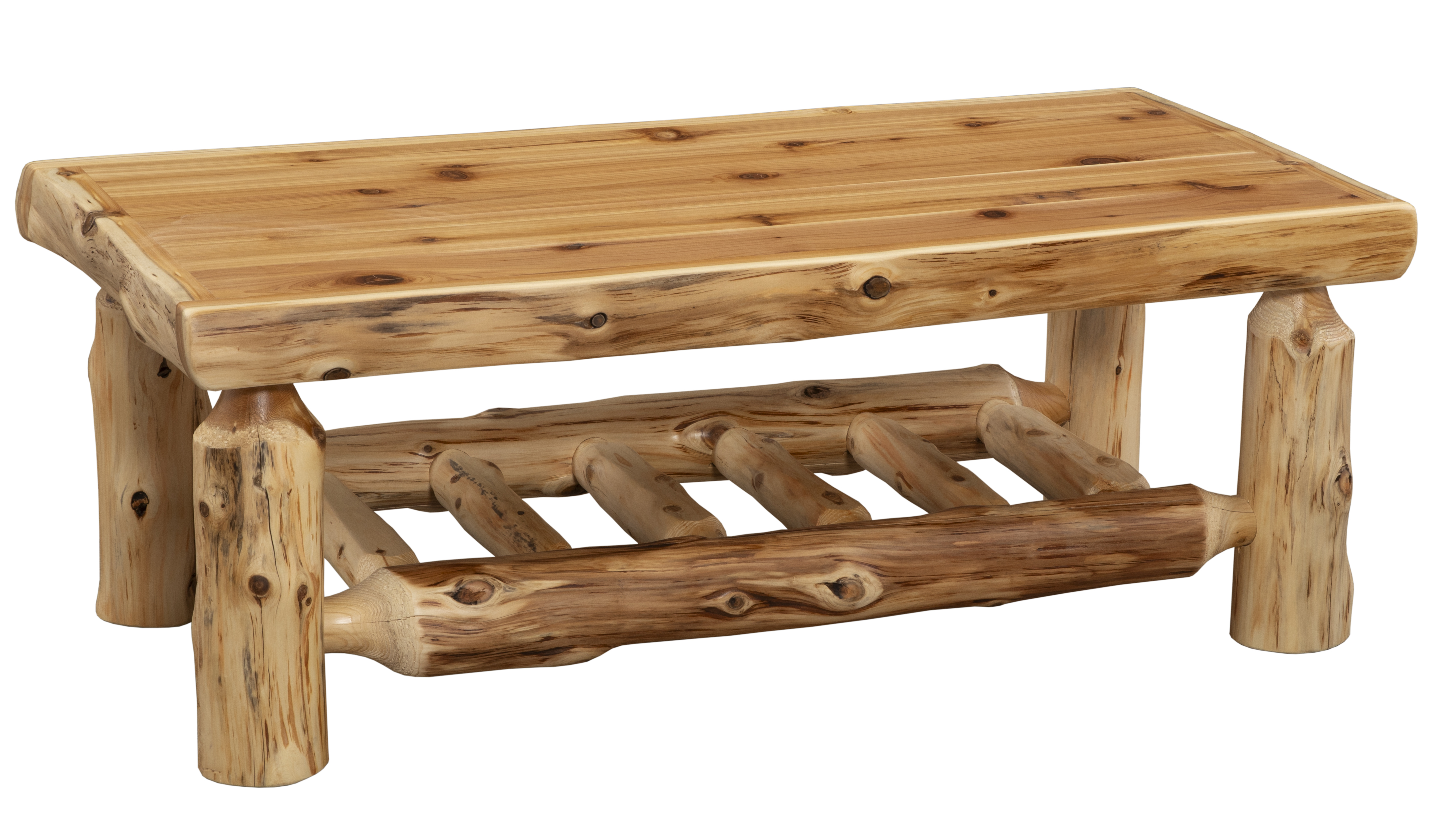Cedar Log Rectangle Coffee Table - 60 x 24 - Vintage - Standard - Gil's ...