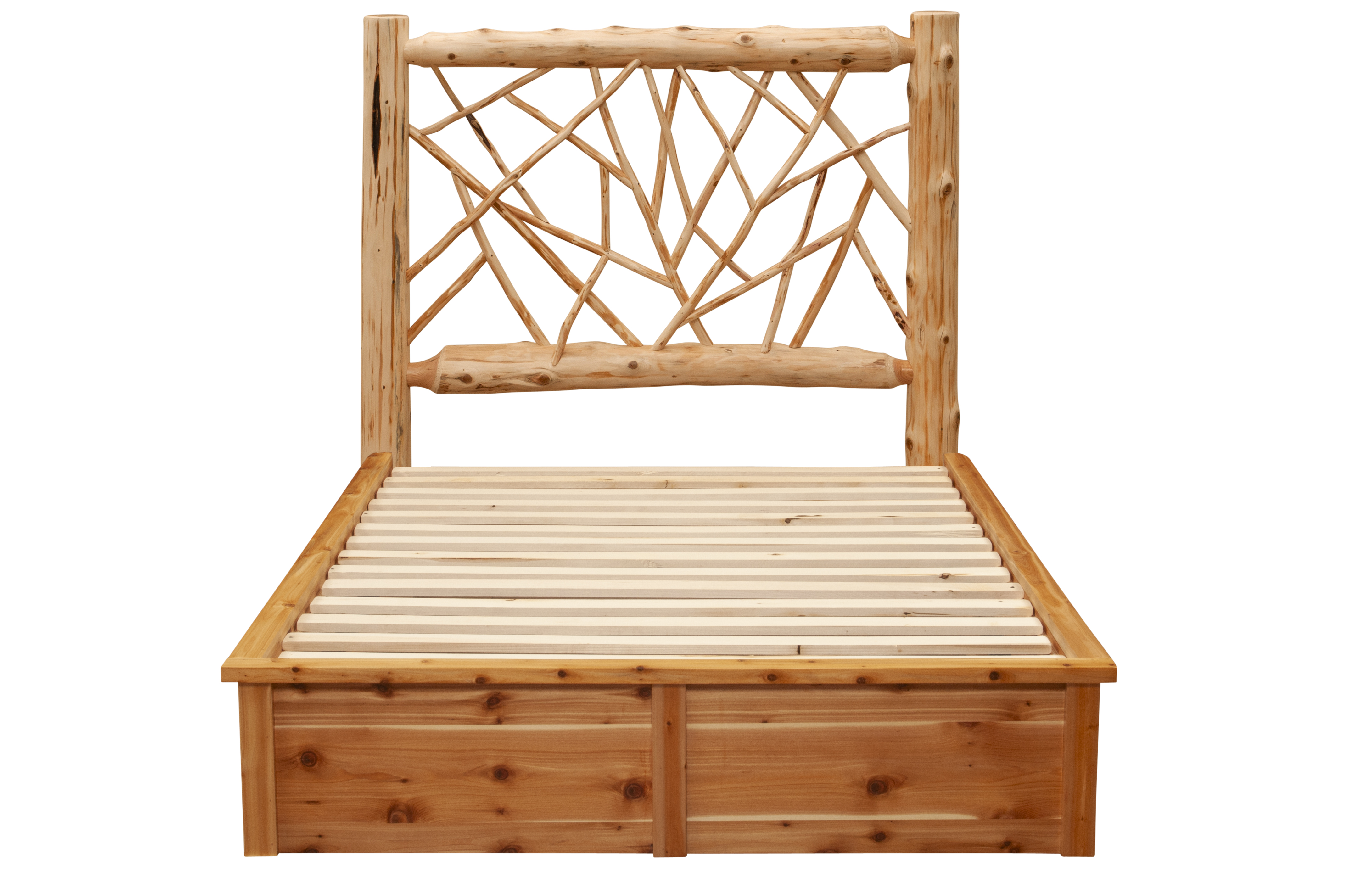 Cedar Log Twig Platform Bed - Single - Coffee - Gil's Furniture & Sleep ...