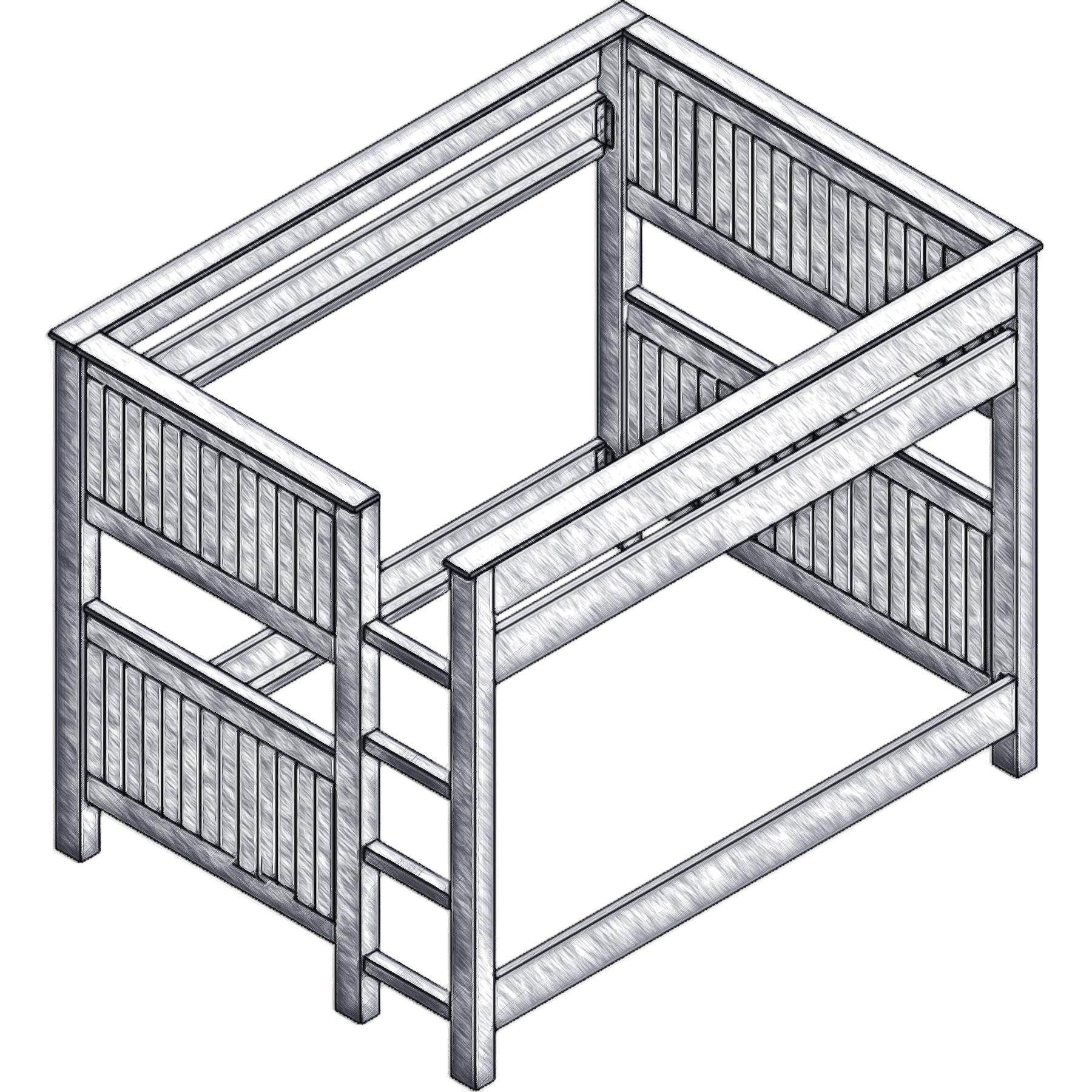 WoodShop Panel Bunk Bed - Queen/Queen - Ladder Right - Gil's Furniture ...