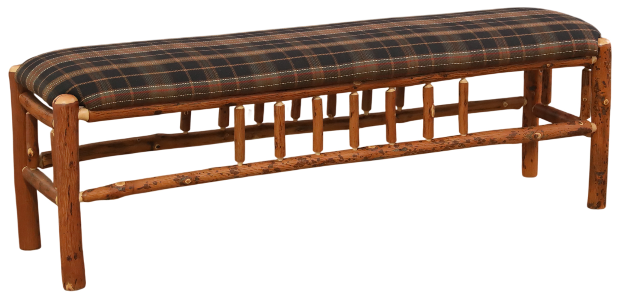 Hickory Log 5-foot Bench - Upholstered Seat - Customer Material - Gil's ...