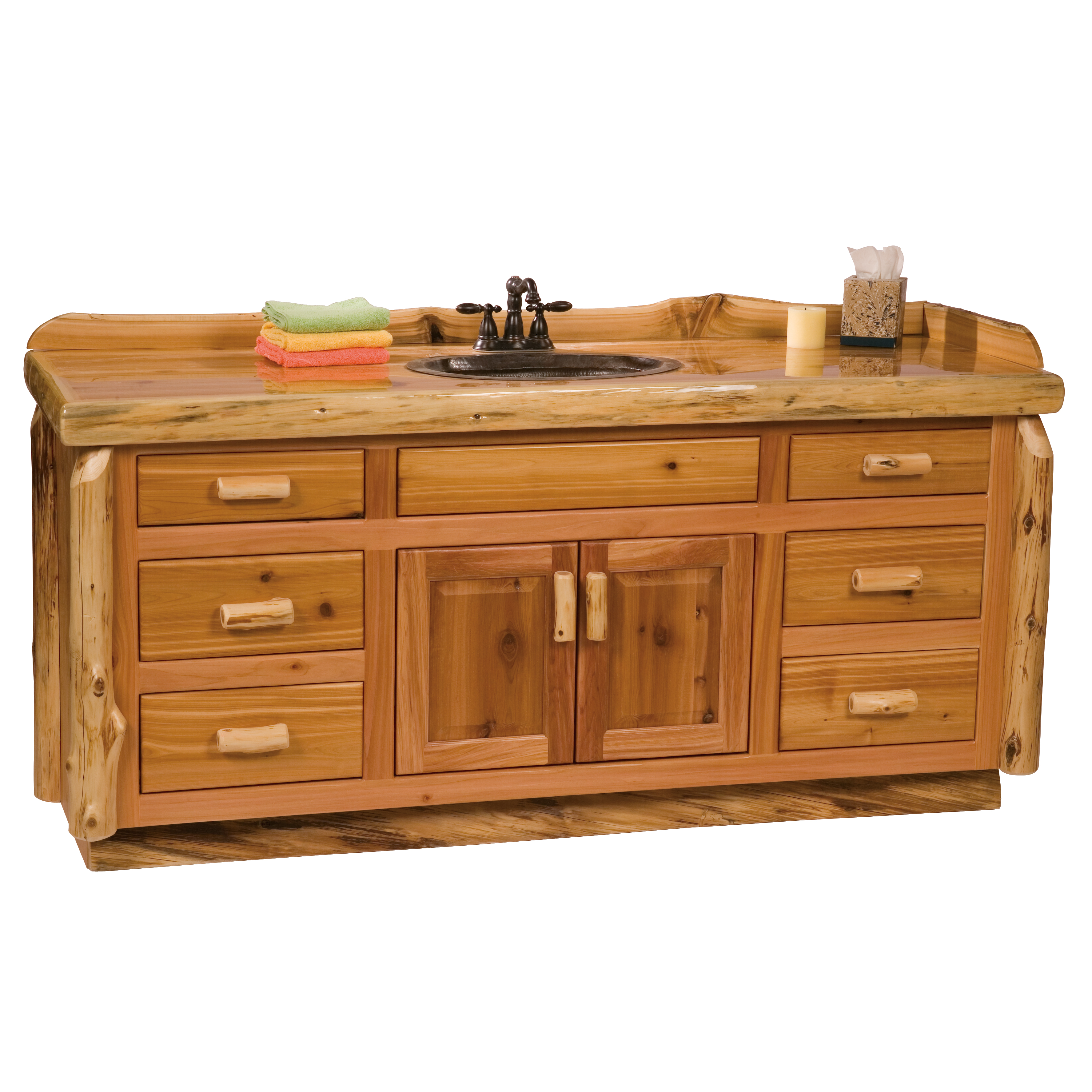 Cedar Log Vanity - 6-foot - without Top - Vintage - Sink Center - Gil's ...