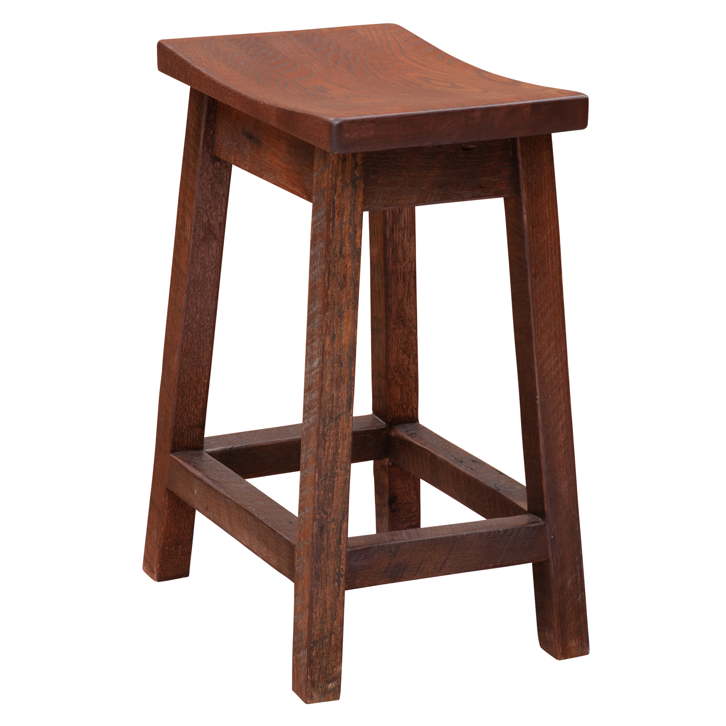 Barnwood Saddle Counter Stool - Wood Seat - Standard - Gil's Furniture ...