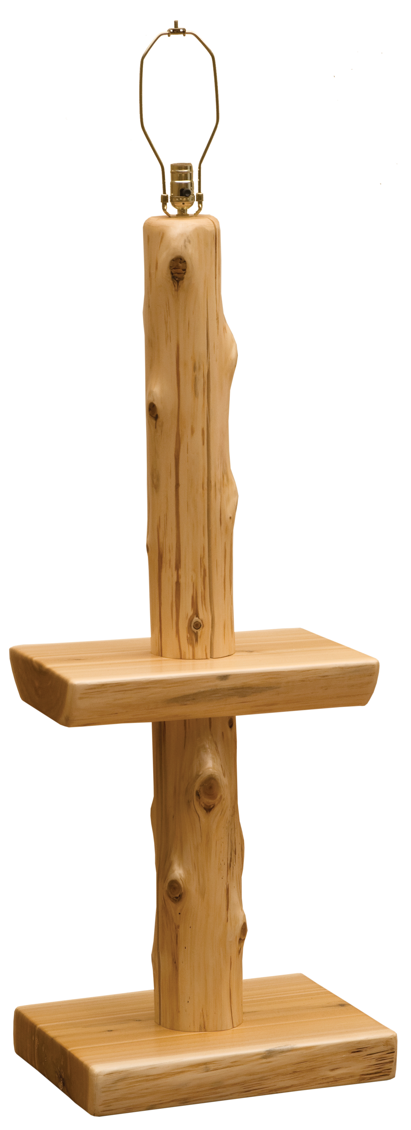 Cedar Log Floor Lamp without Lamp Shade - with Shelf - Coffee - Gil's ...