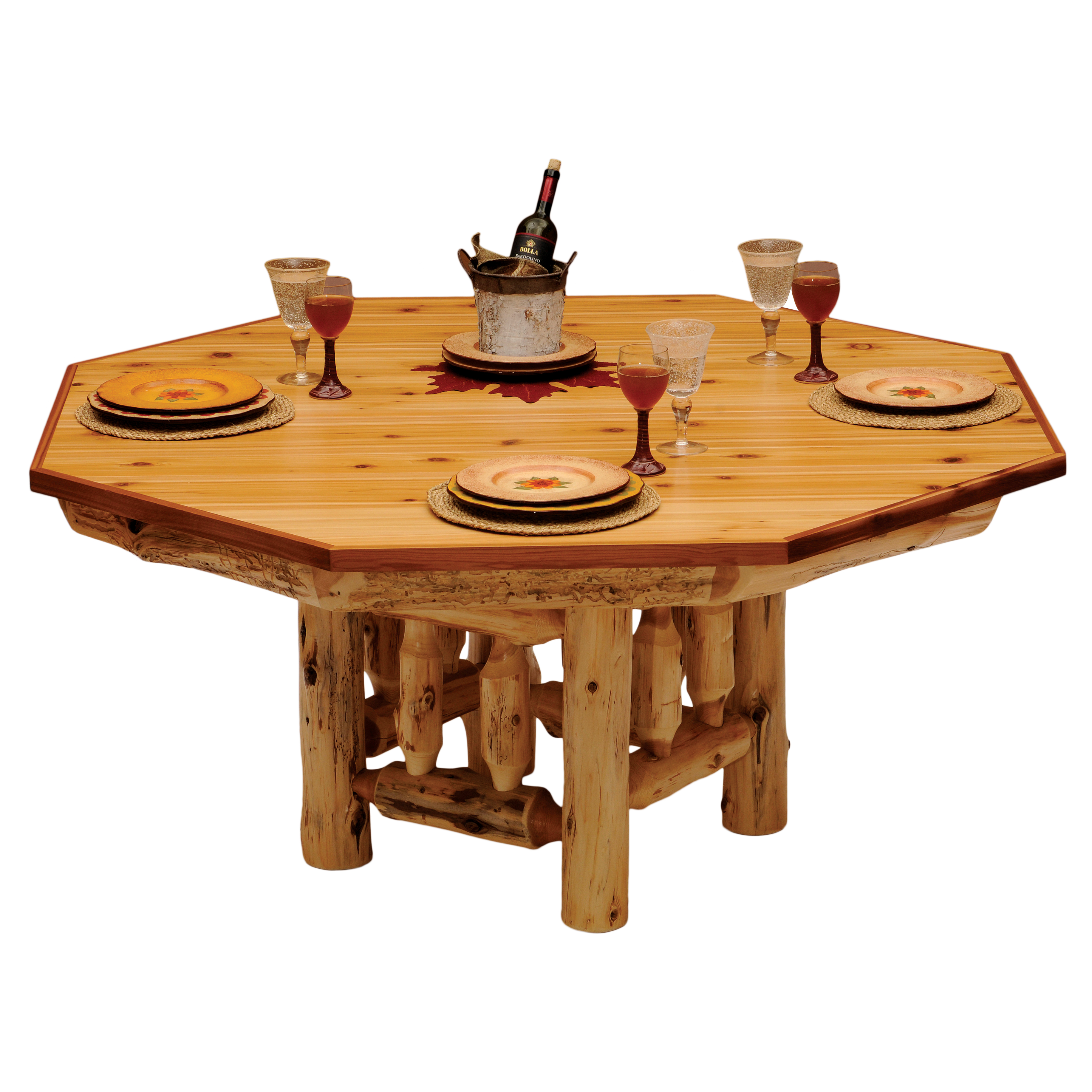 Cedar Log Poker Table Cover - Eight Sided - Weathered - Armor - Gil's ...
