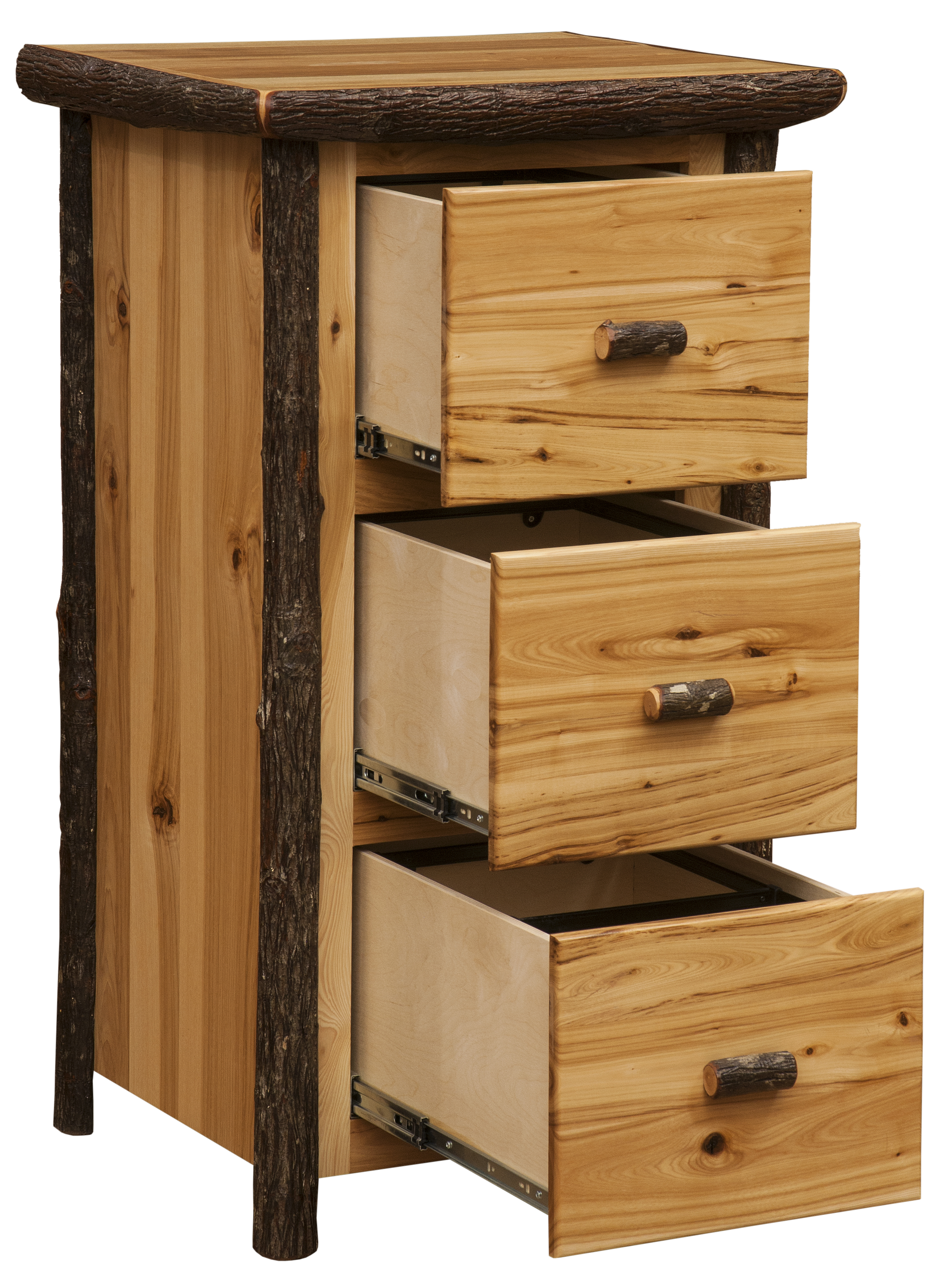 Hickory Log Three Drawer File Cabinet - Natural - Gil's Furniture ...