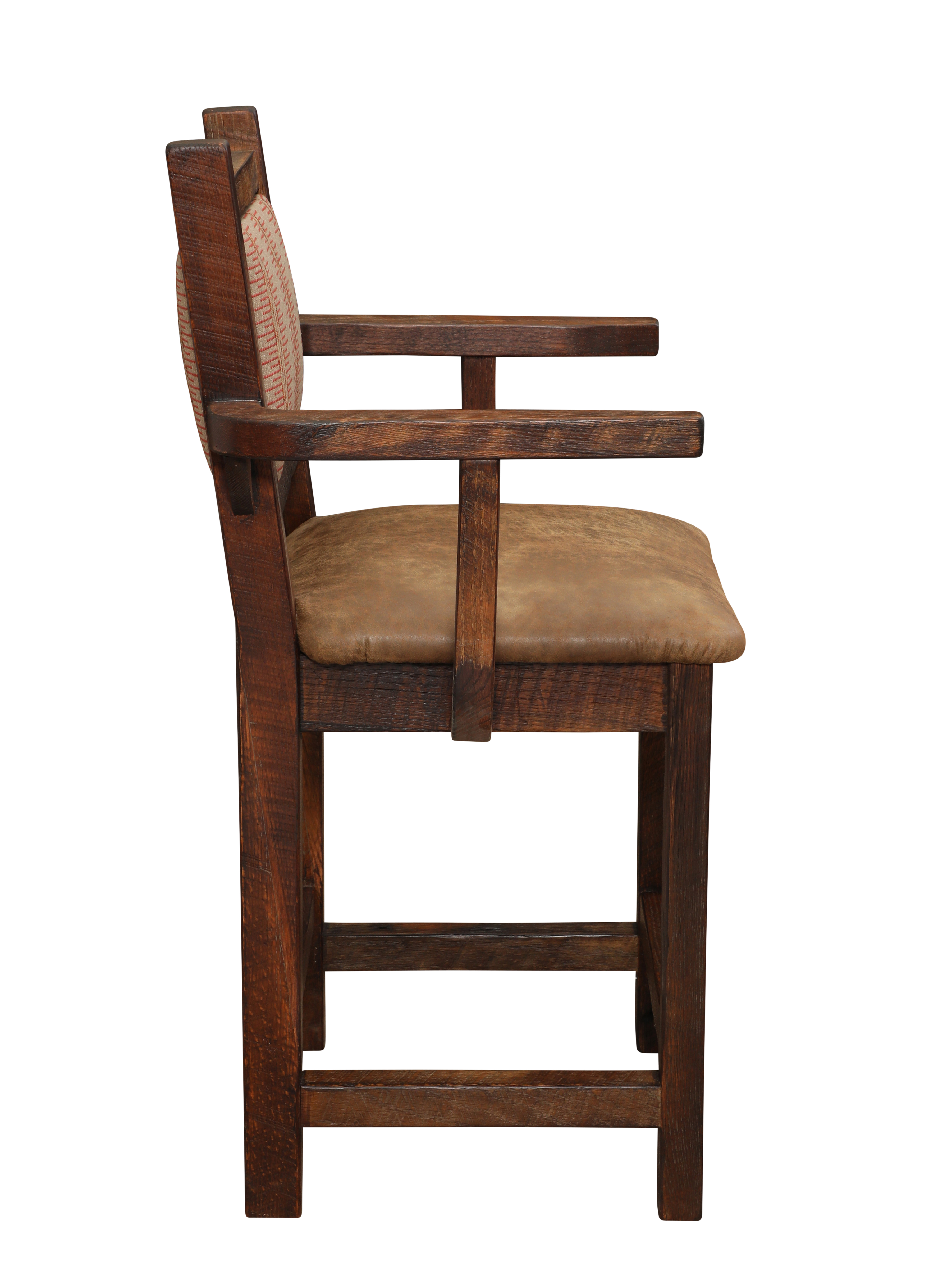 Barnwood Colonial Counter Stool with Arms - Standard Fabric - Gil's ...