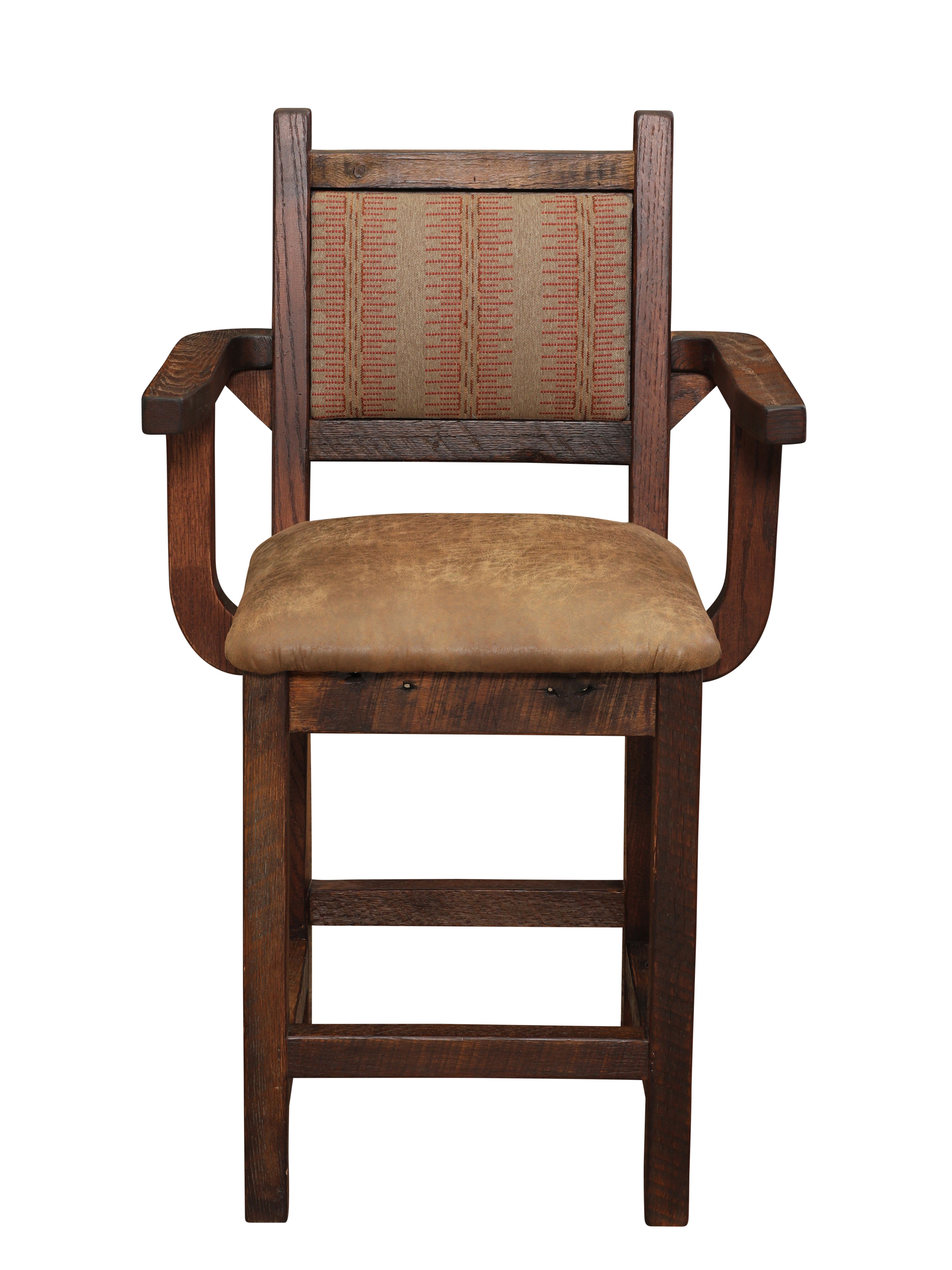 Barnwood Colonial Counter Stool with Arms - Standard Fabric - Gil's ...
