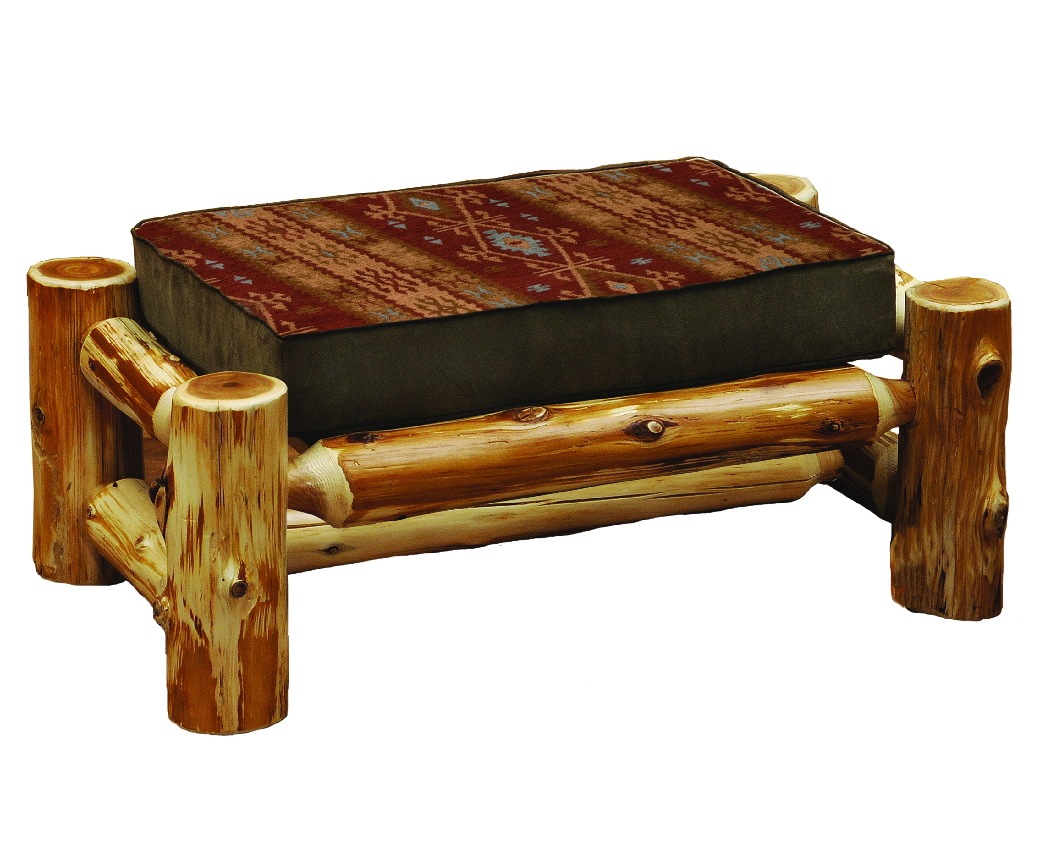 Cedar Log Large Ottoman - Natural - Premium Fabric - Gil's Furniture ...