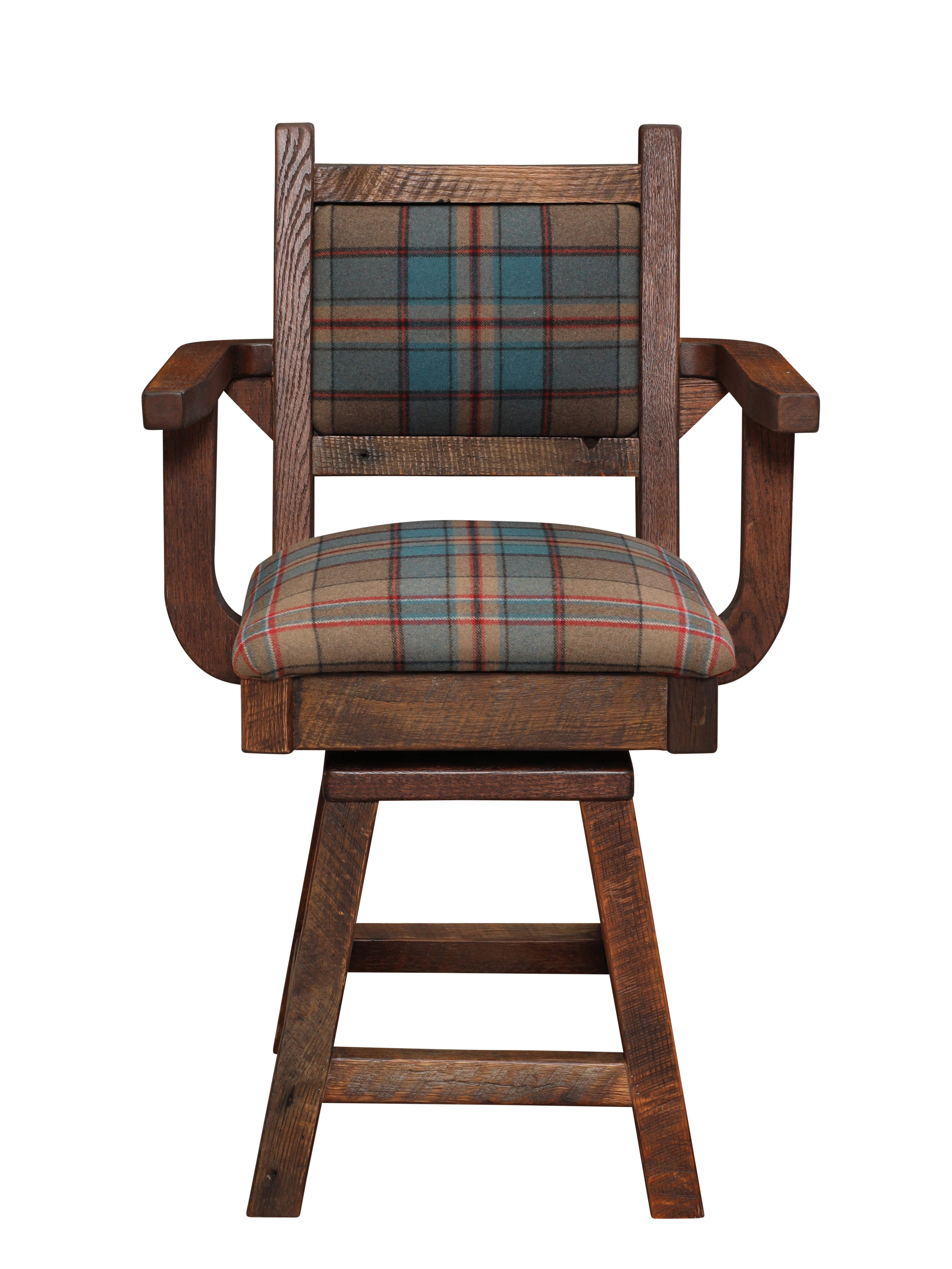 Barnwood Colonial Swivel Counter Stool with Arms - Standard Fabric ...
