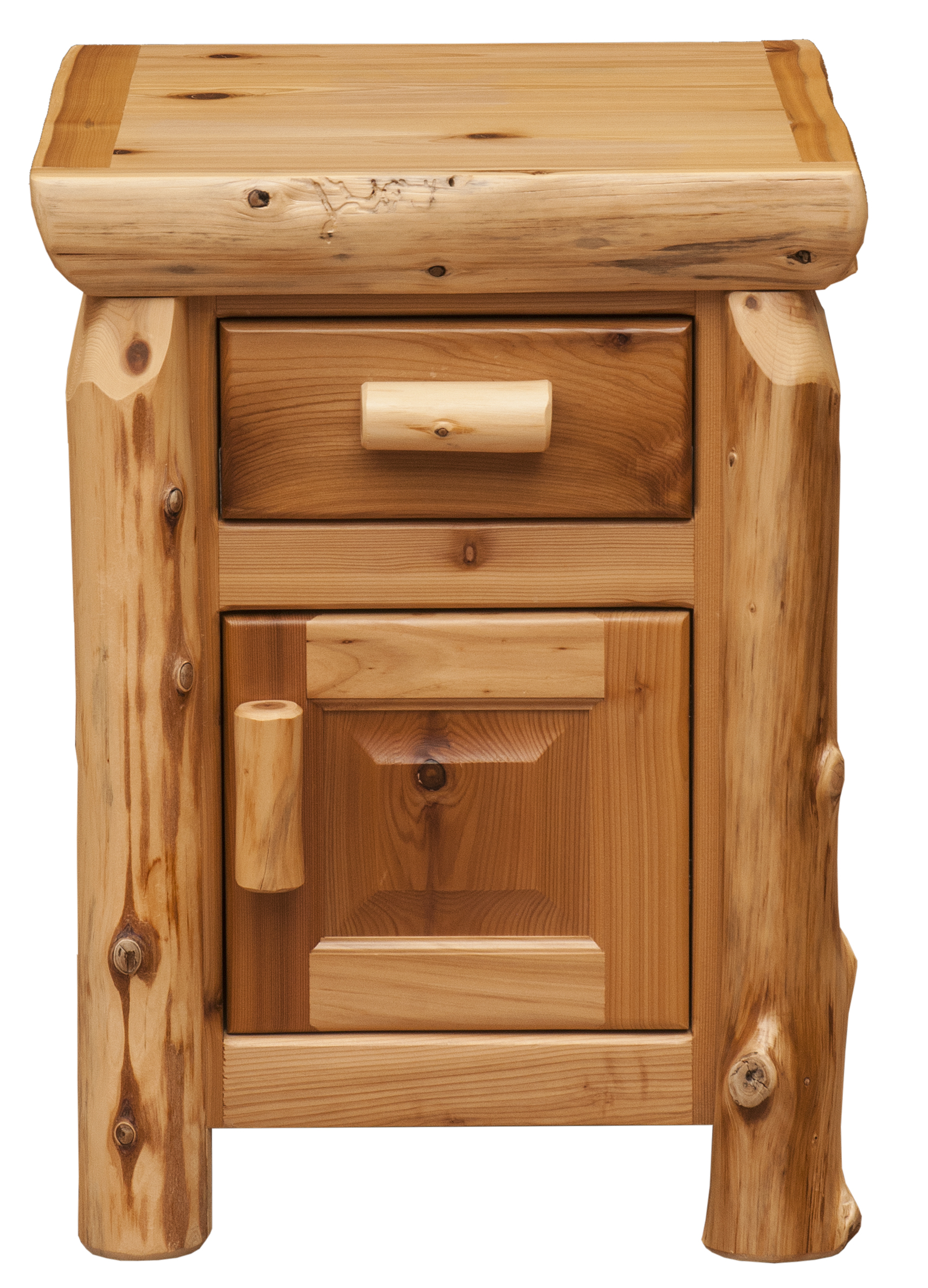 Cedar Log Enclosed Nightstand - Natural - Gil's Furniture & Sleep Source