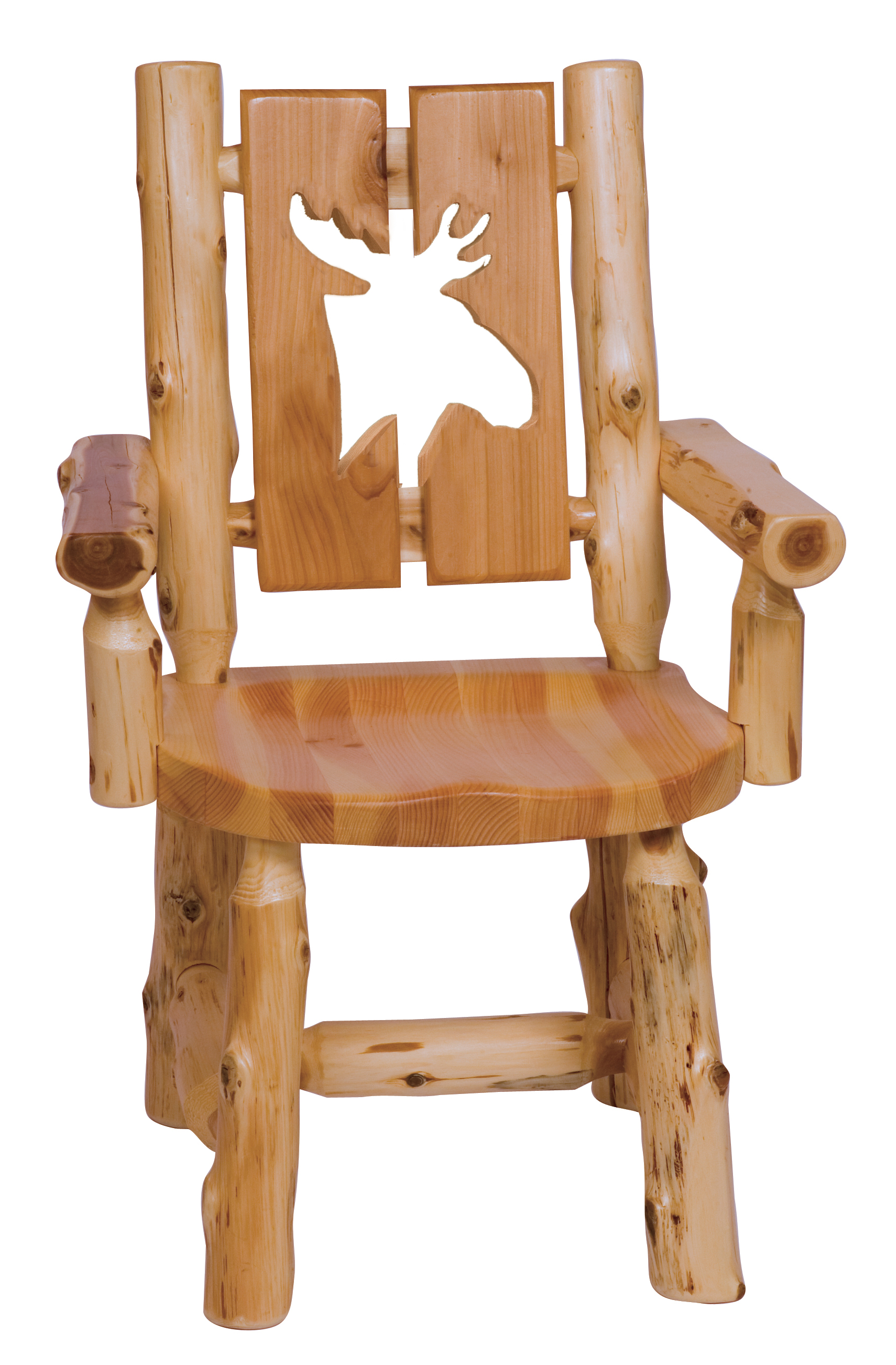 Cedar Cut-out Log Arm Chair - Weathered - Moose - Gil's Furniture ...
