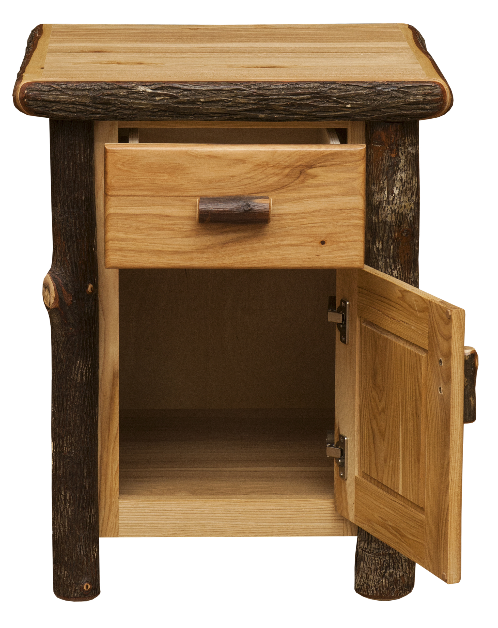 Hickory Log Enclosed Nightstand - Natural - Gil's Furniture & Sleep Source