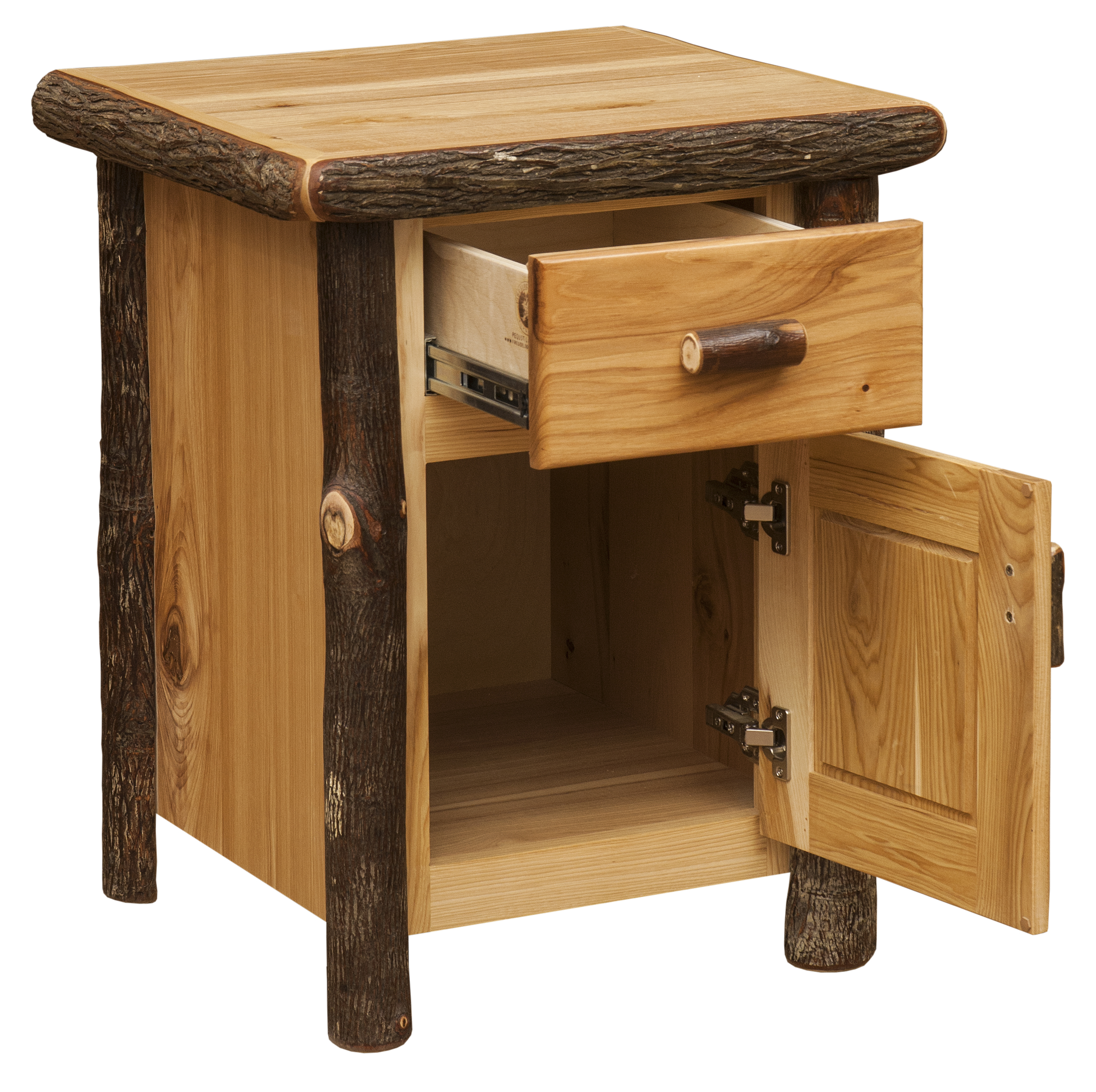 Hickory Log Enclosed Nightstand - Slate - Gil's Furniture & Sleep Source