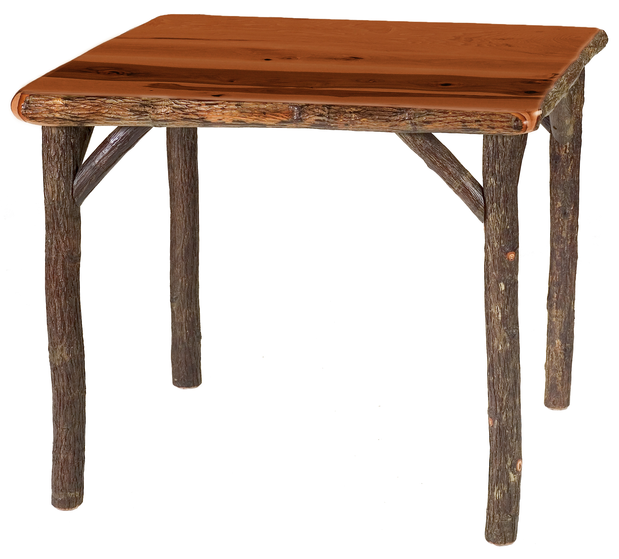 Hickory Log Square Dining Table - 36-inch - Cinnamon - Armor - Gil's ...