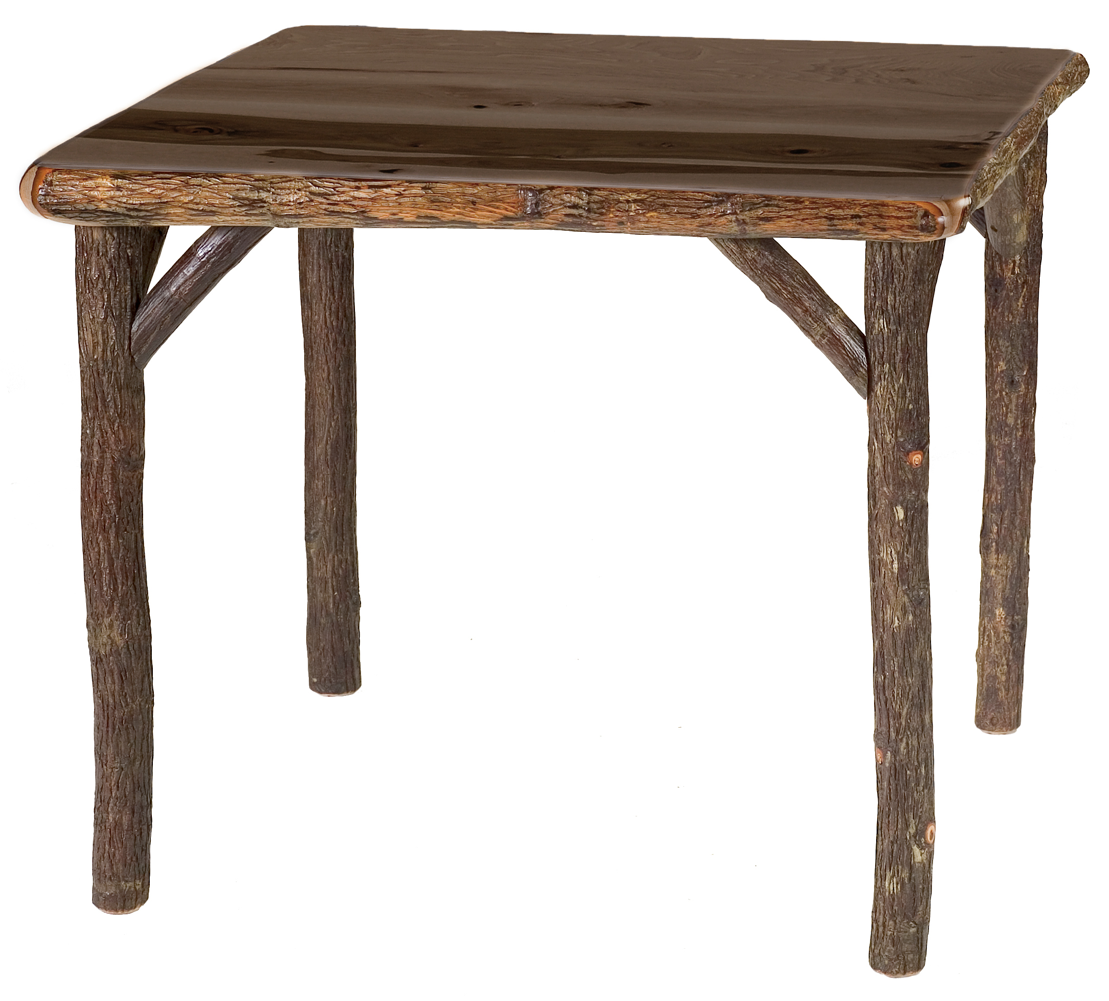 Hickory Log Square Dining Table - 36-inch - Slate - Standard - Gil's ...