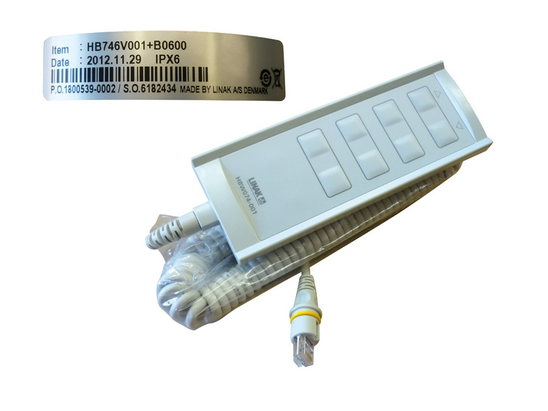 Handset, 8 Button, Grey, 10 Pin Modular (Flat) Plug, Linak HB70